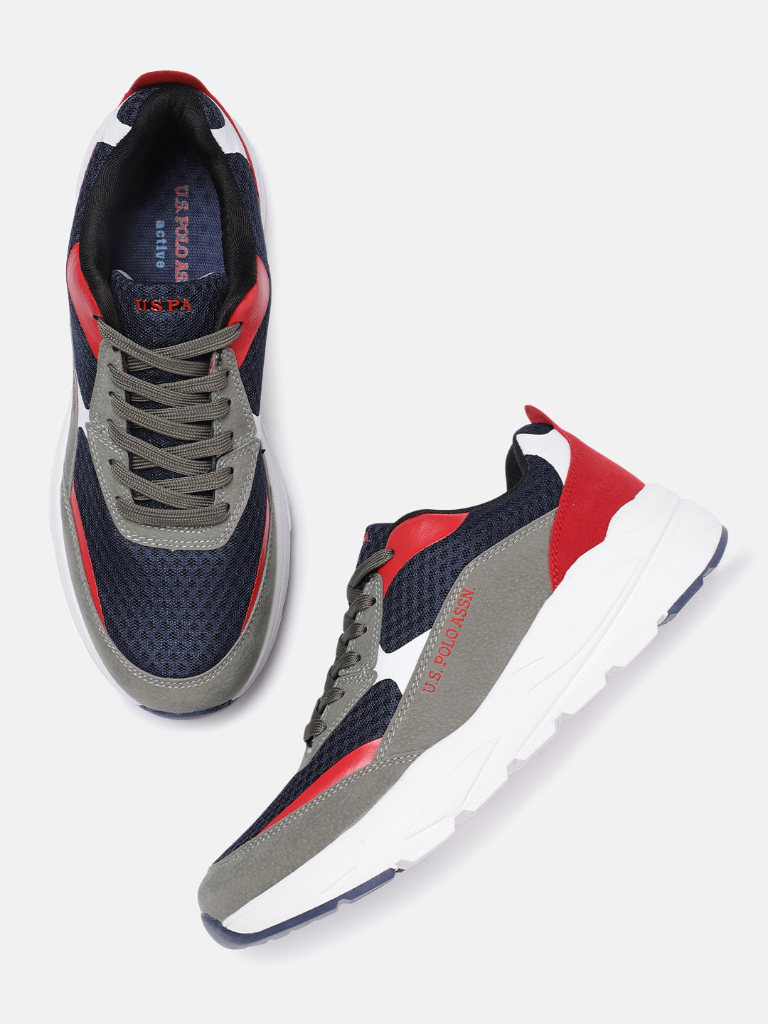 Buy U.S. Polo Assn. Men Navy Blue & Grey CLEON Sneakers - Casual Shoes ...