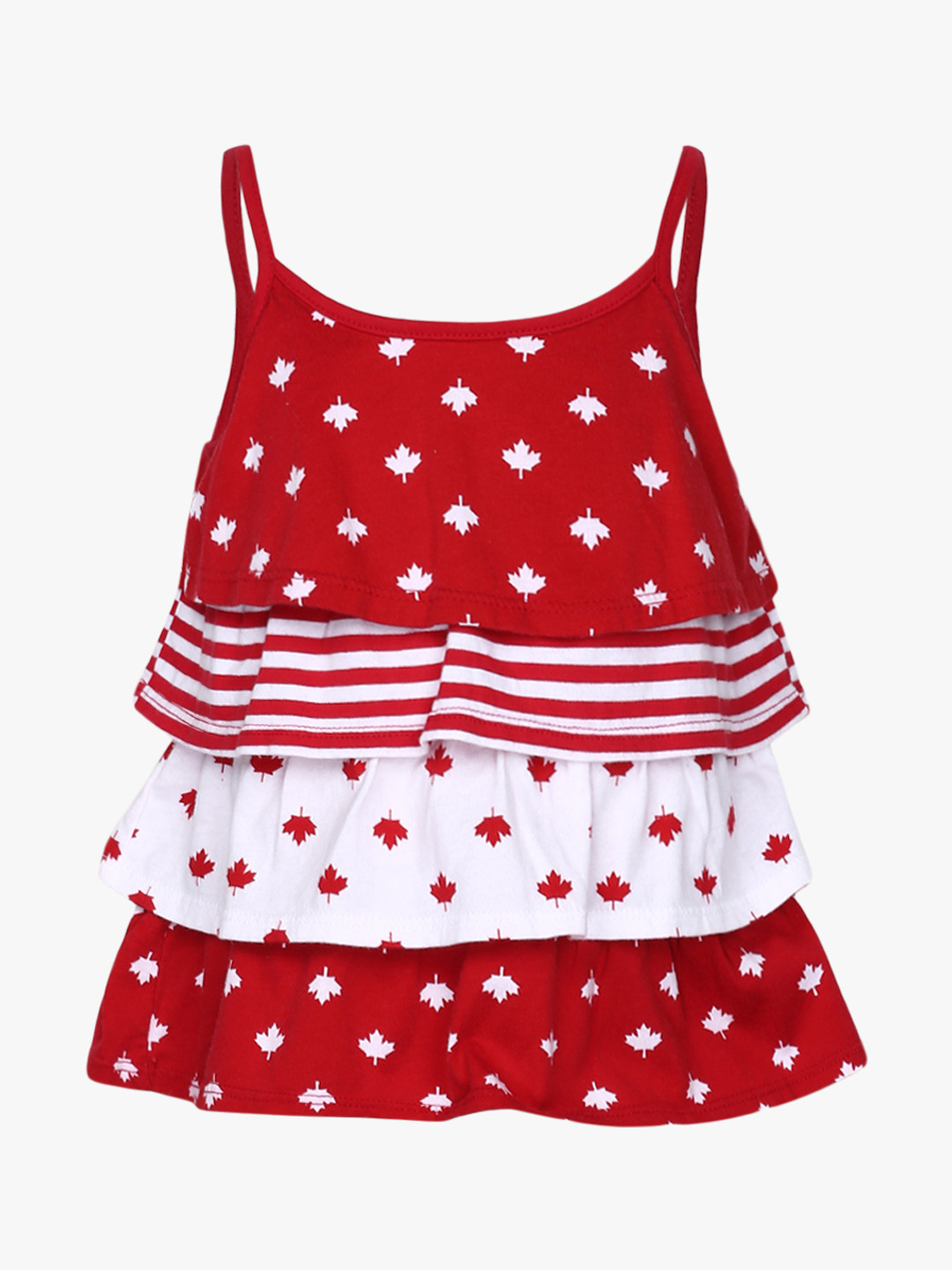 Buy The Childrens Place Girls Red & White Printed Tiered Top - Tops for ...