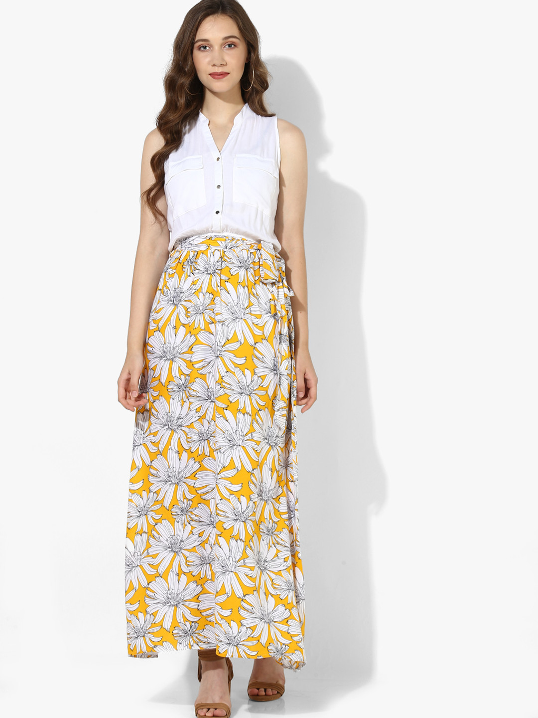 Buy MIAMINX Women Yellow Printed Maxi Dress - Dresses for Women ...