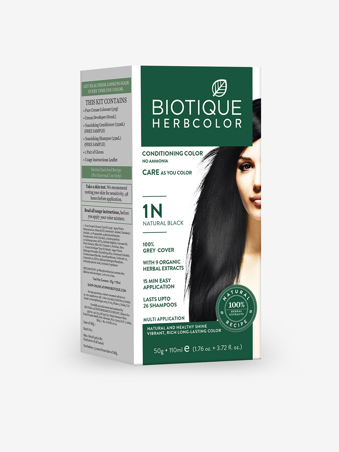Buy Biotique Unisex Hair Conditioning Herbcolor Natural Black 1N - Hair ...