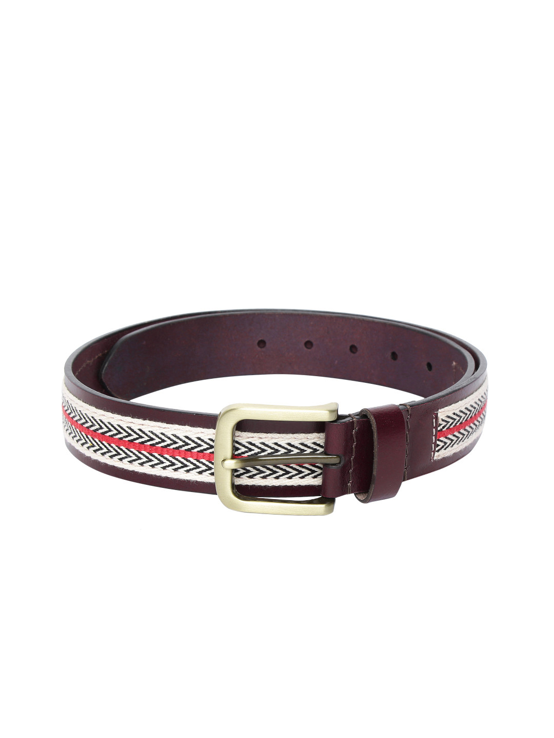 Buy Allen Solly Men Burgundy Textured Leather Belt - Belts for Men ...