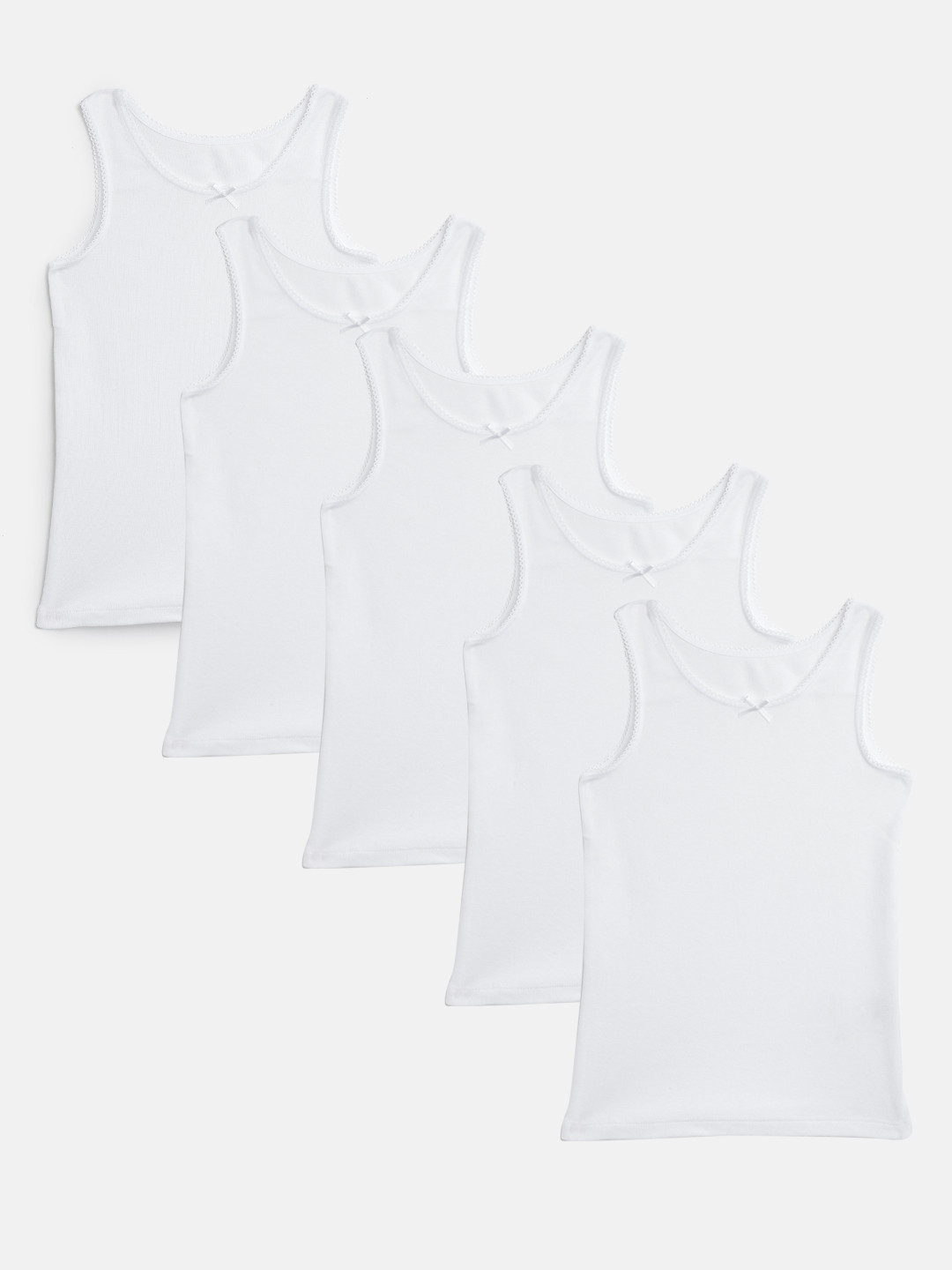 Buy Marks & Spencer Girls Pack Of 5 White Solid Innerwear Vests ...