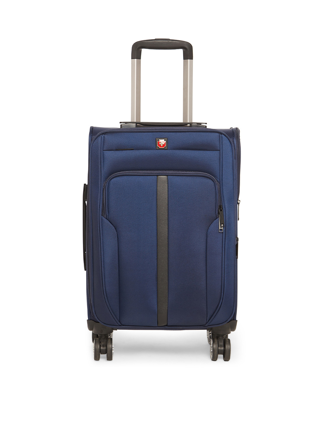 Buy SWISS BRAND Navy Blue Solid Grande Soft Sided Cabin Trolley ...
