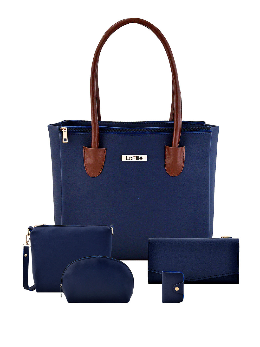 Buy LaFille Navy Blue Solid Shoulder Bag - Handbags for Women 11620210 ...