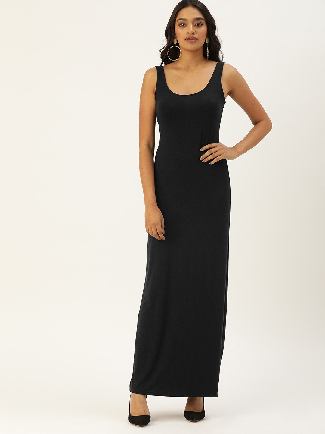Buy FOREVER 21 Women Black Solid Maxi Dress - Dresses for Women ...