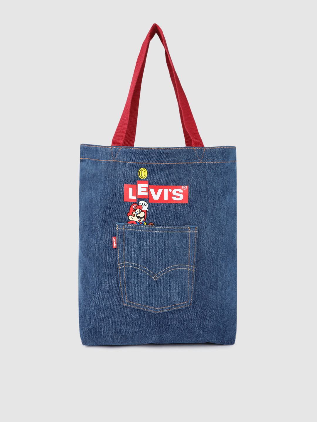 Buy Levis Blue Nintendo Mario Printed Denim Tote Bag - Handbags for Men ...