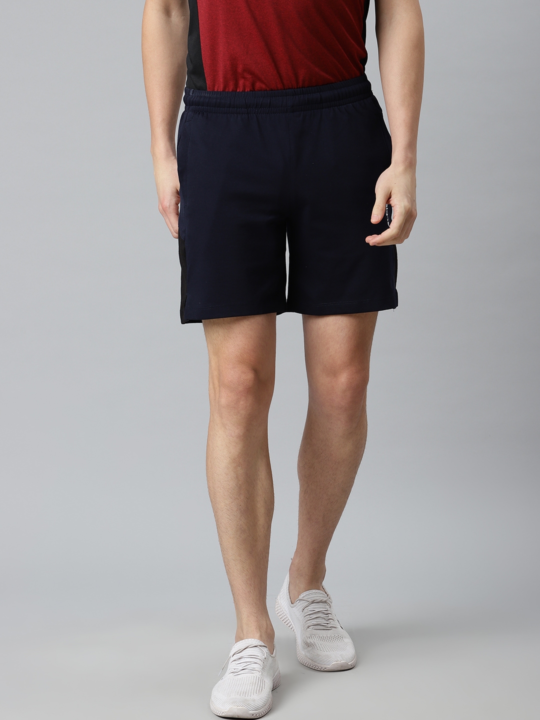 Buy Alcis Men Navy Blue Solid Mid Rise Sports Shorts - Shorts for Men ...
