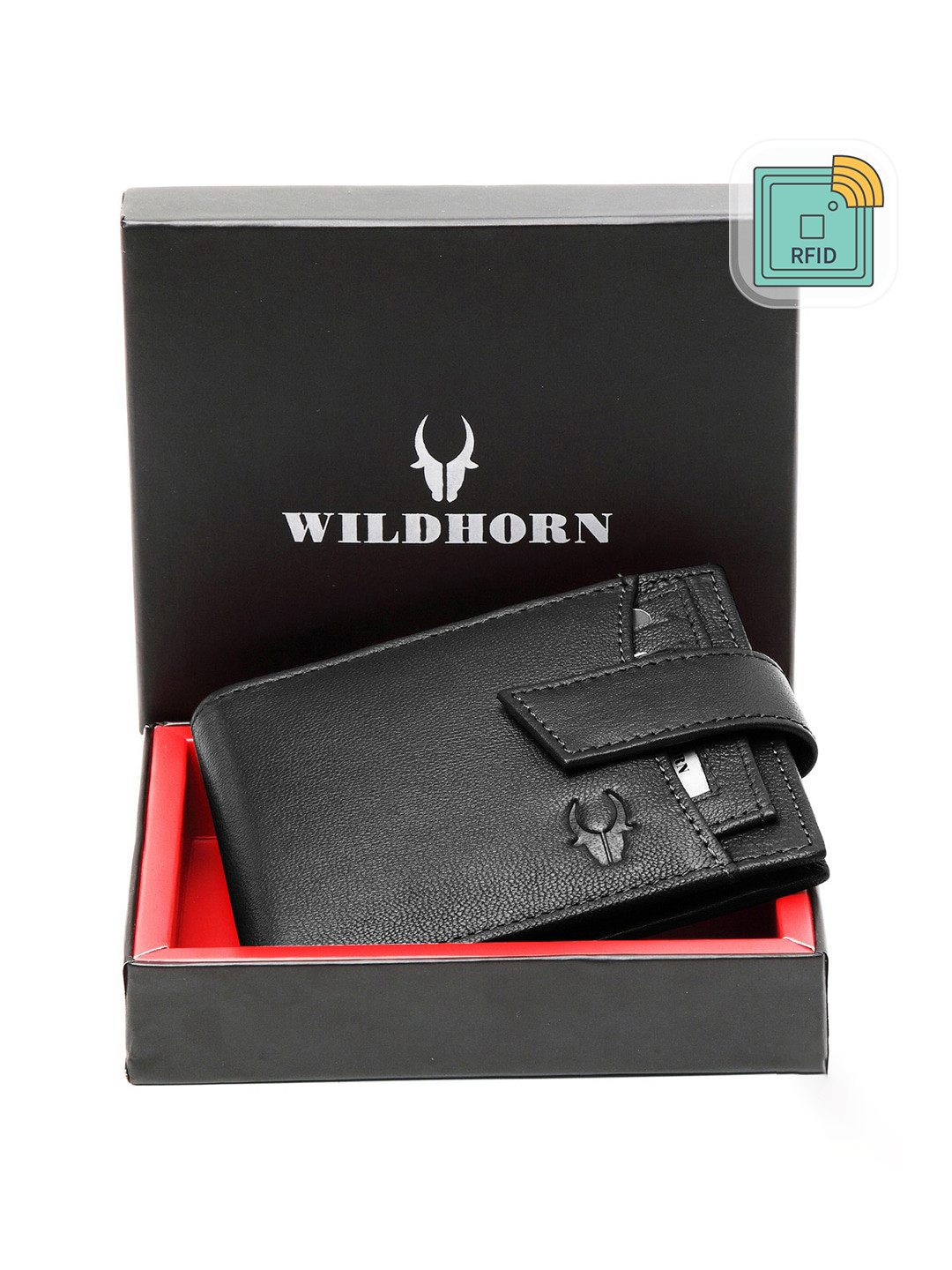 Buy WildHorn Men Black Solid RFID Protected Genuine Leather Two Fold ...