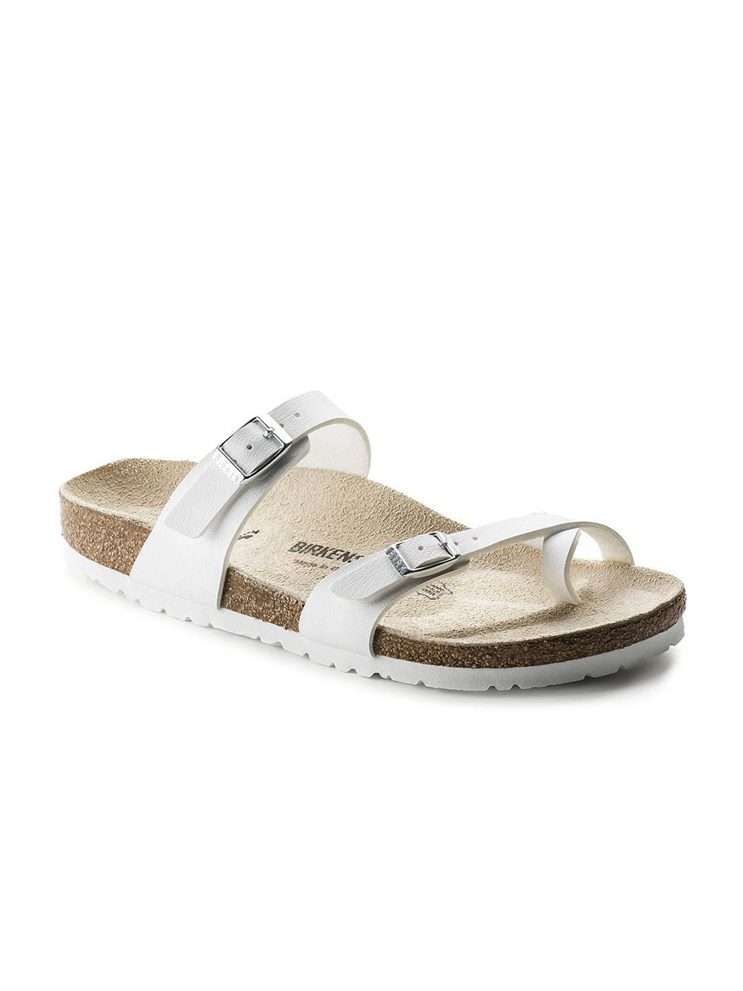 Buy Birkenstock Unisex White Mayari Birko Flor Regular Width Sandals ...