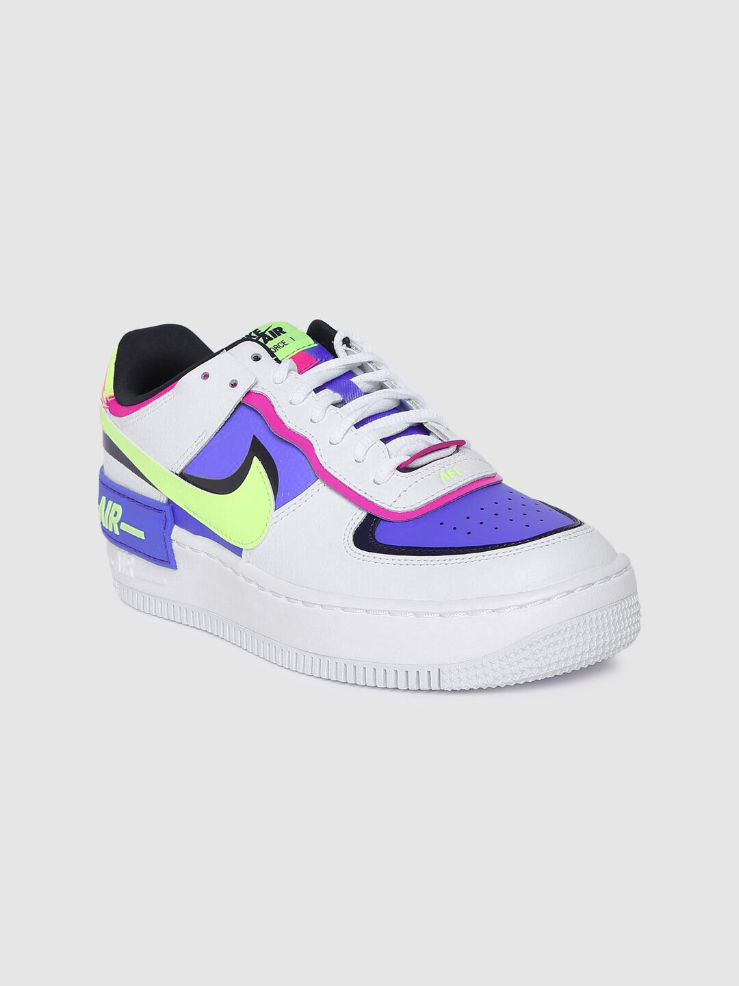 Buy Nike Women White And Blue Colourblocked AF1 SHADOW Sneakers ...