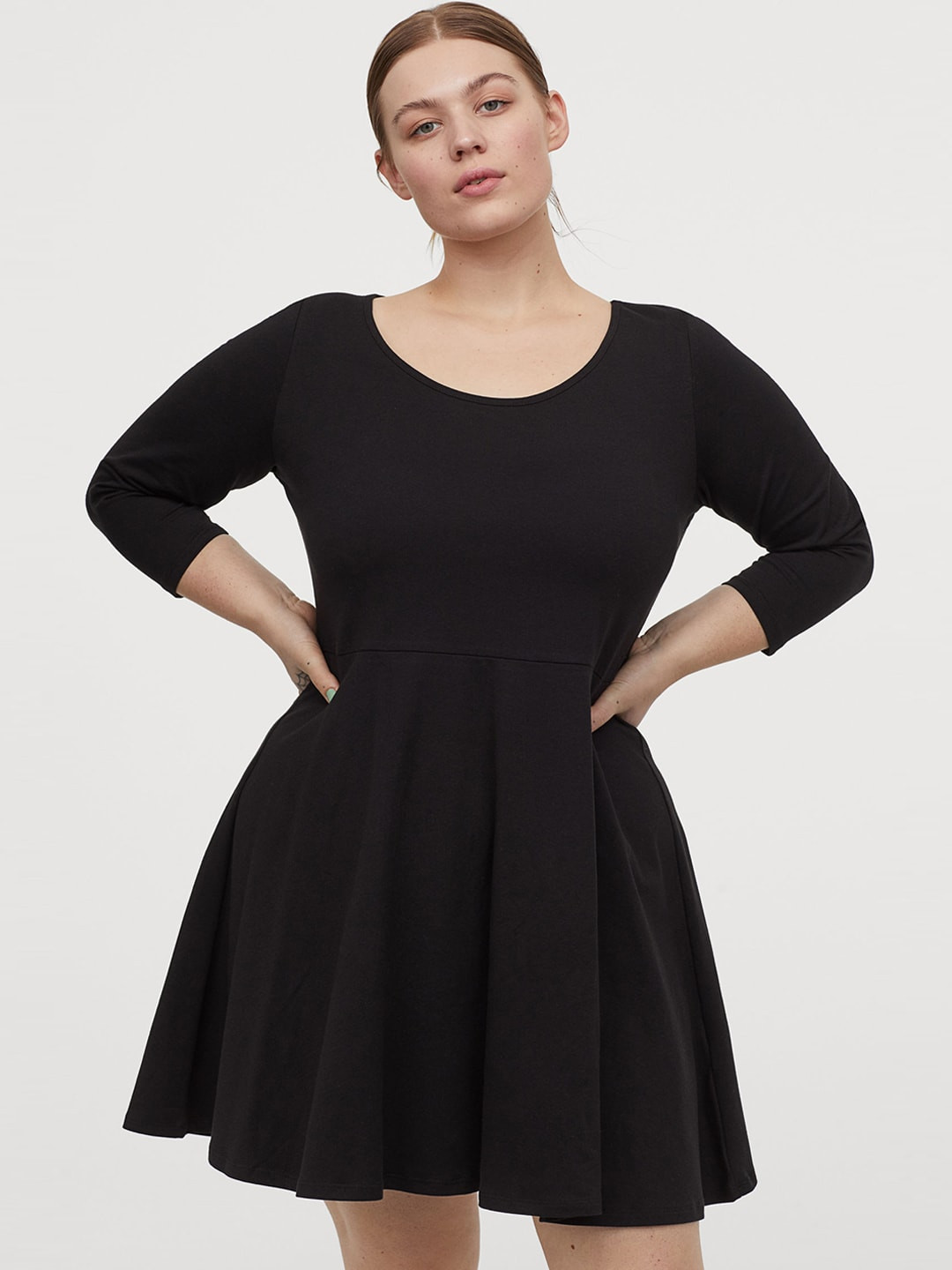 Buy H&M+ Women Black Bell Shaped Jersey Sustainable Dress - Dresses for ...