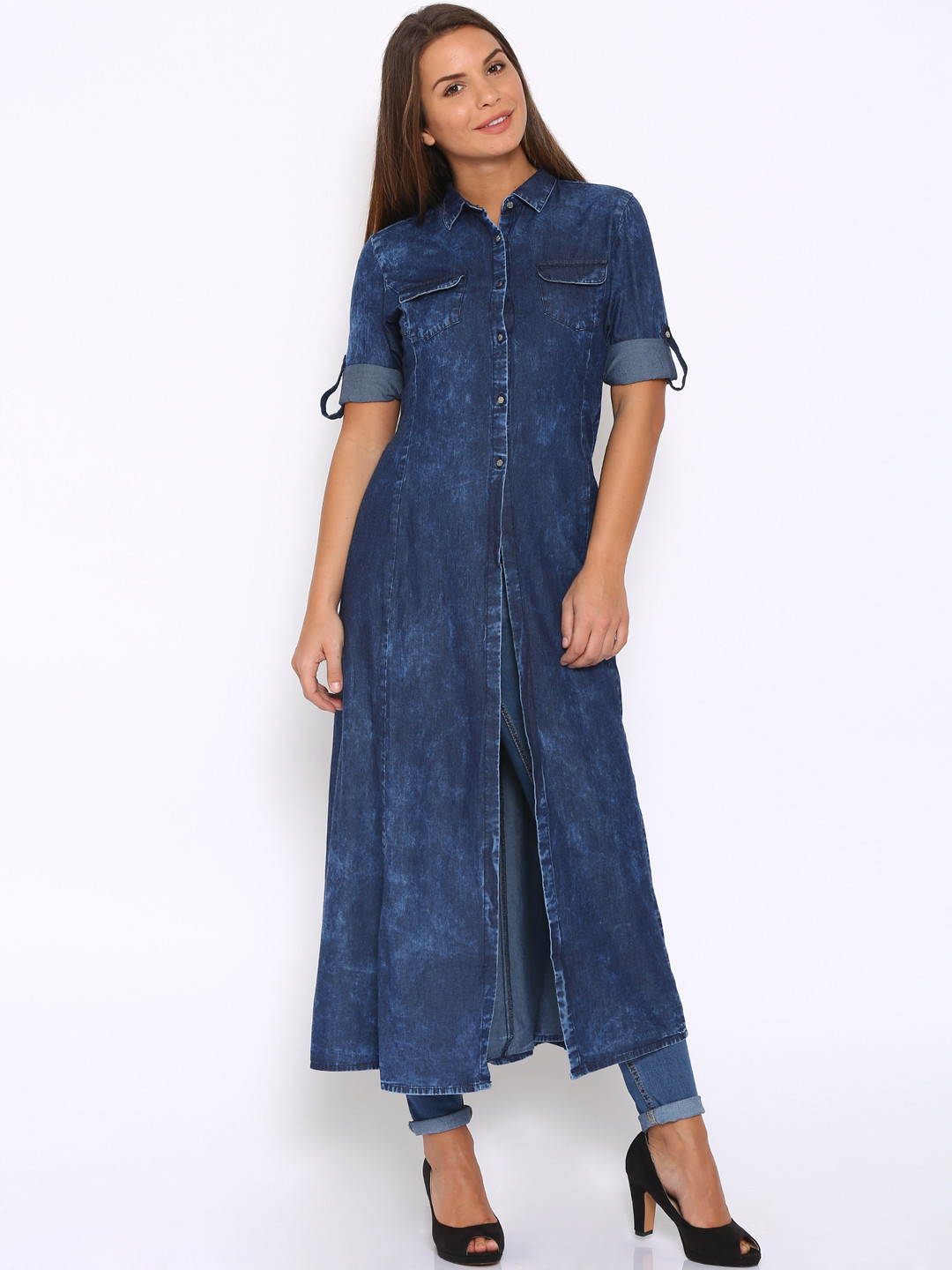 Buy Tokyo Talkies Blue Washed Denim Maxi Top - Tops for Women 1165808 ...
