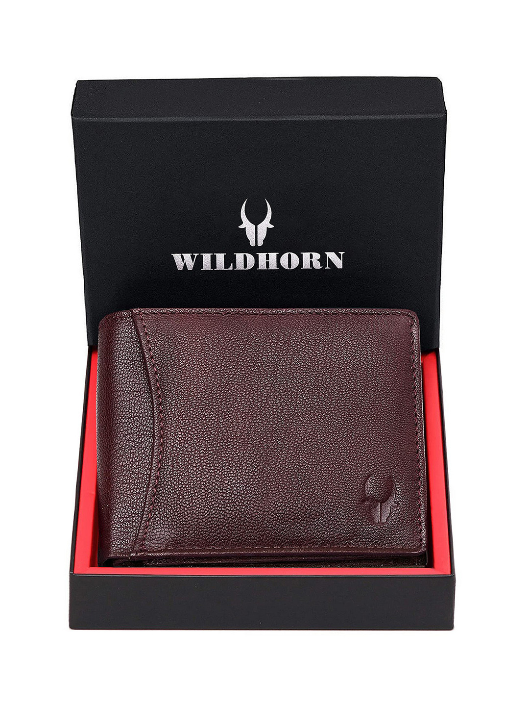 Buy WildHorn Men Maroon RFID Protected Genuine Leather Hand Stitched ...