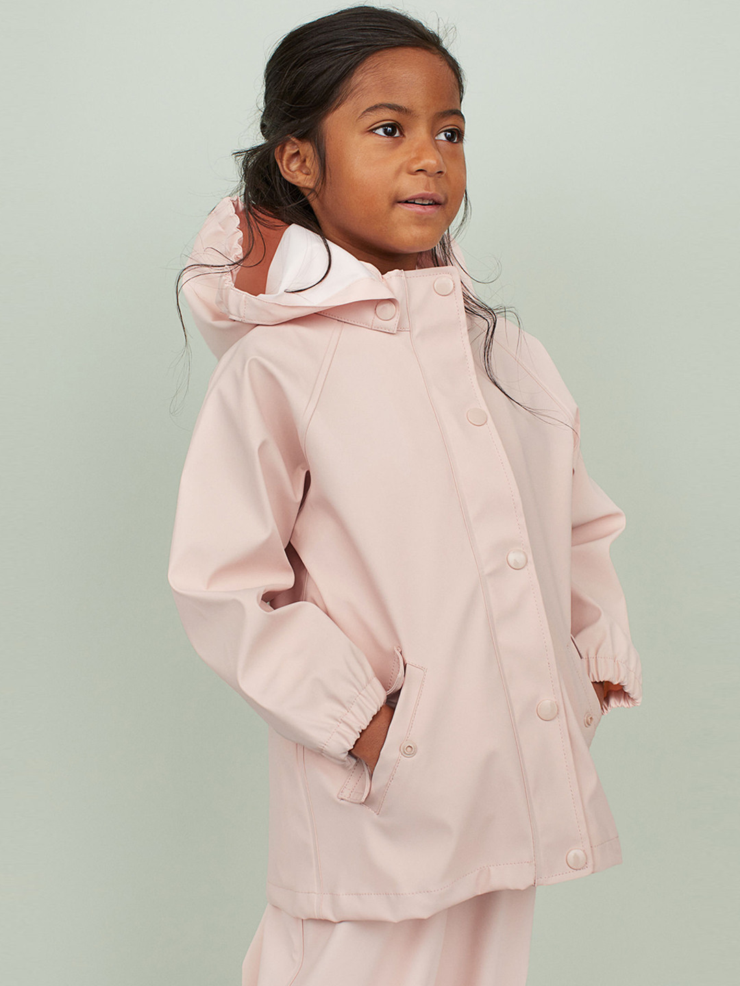Buy H&M Girls Pink Solid Rain Jacket - Jackets for Girls 11679294 | Myntra