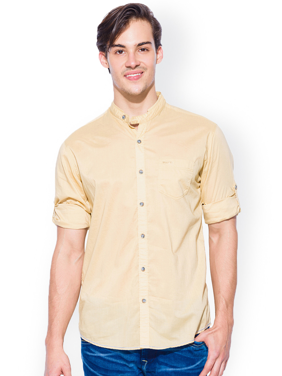 Buy Mufti Cream Coloured Slim Fit Casual Shirt - Shirts for Men 1168002 ...