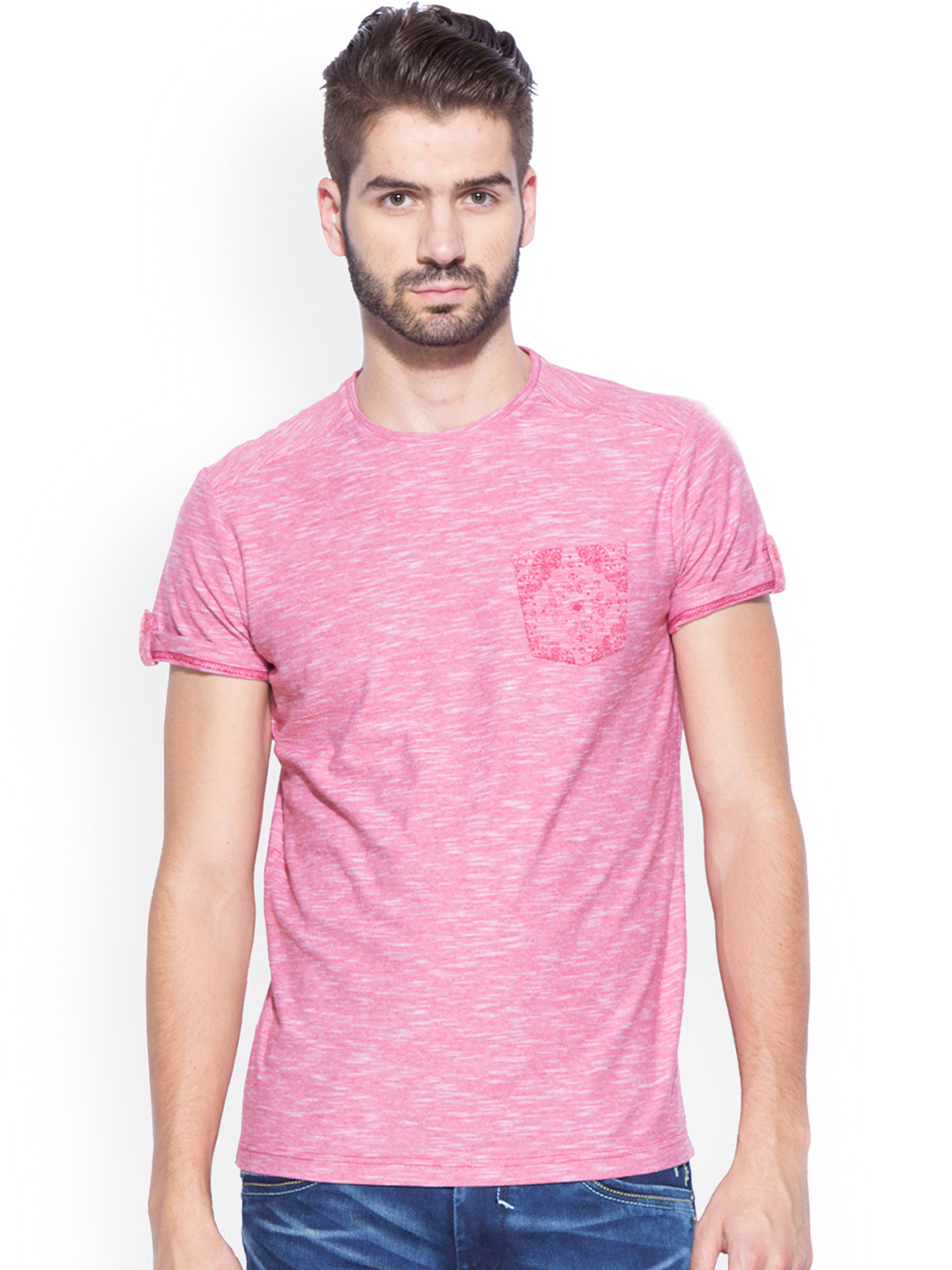Buy Mufti Pink Slim Fit T Shirt - Tshirts for Men 1168277 | Myntra