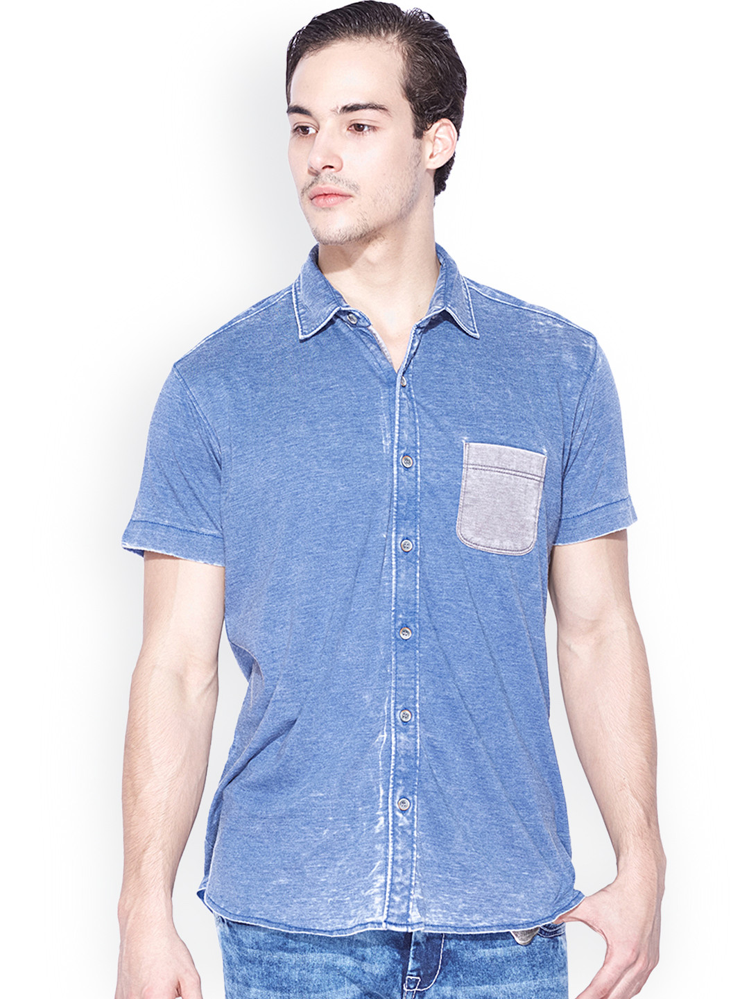 Buy Mufti Blue Slim Fit Casual Shirt - Shirts for Men 1168638 | Myntra