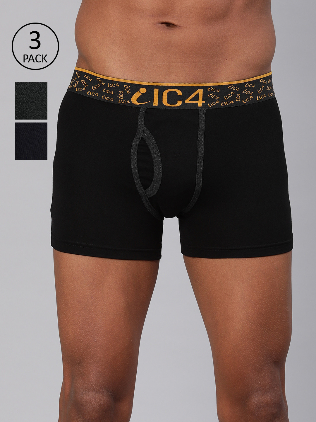 Buy IC4 Men Pack Of 3 Assorted Solid Classic Trunks 0214BCNP3 - Trunk ...