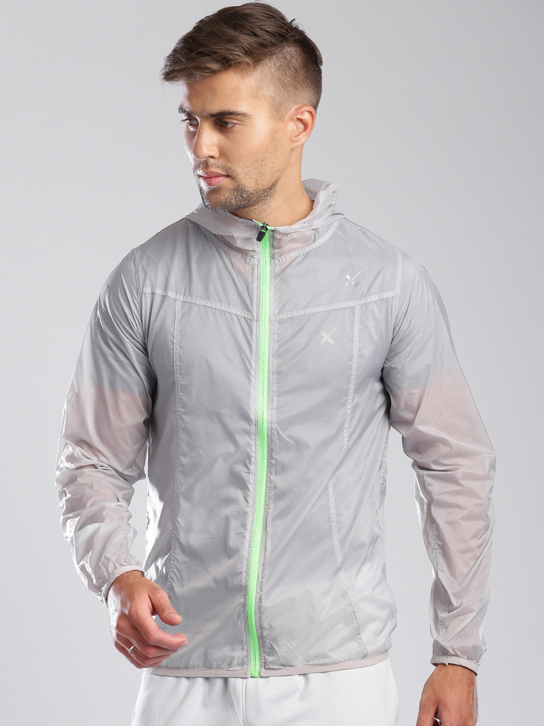 Buy HRX By Hrithik Roshan Active Grey Sheer Lightweight Windcheater ...