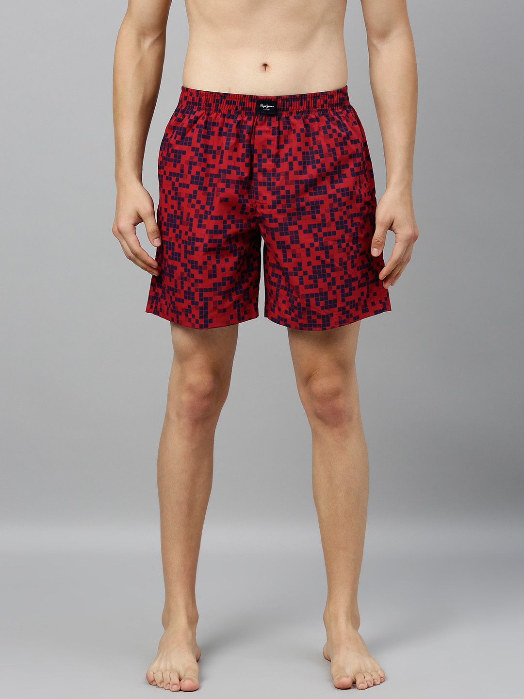 Buy Pepe Jeans Men Red & Navy Blue Printed Pure Cotton Boxers ...