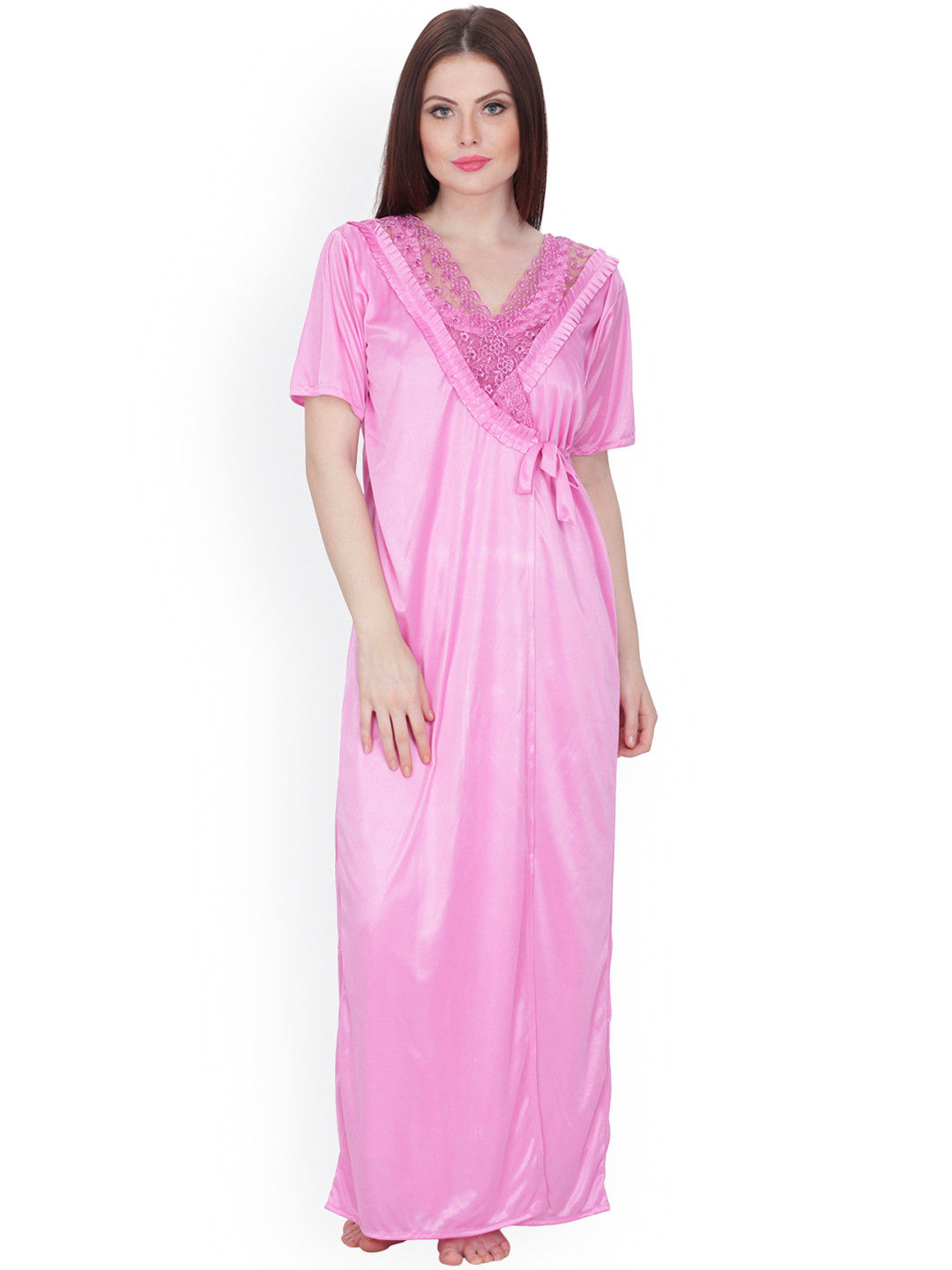 Buy Secret Wish Pink Maxi Nightdress With Robe HC 180 - Nightdress for ...