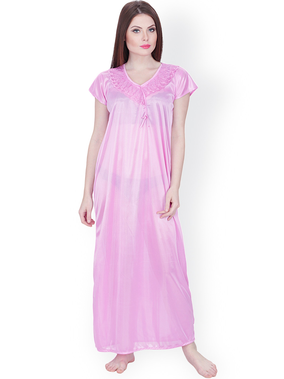 Buy Secret Wish Pink Sheer Maxi Nightdress NT 198 - Nightdress for ...