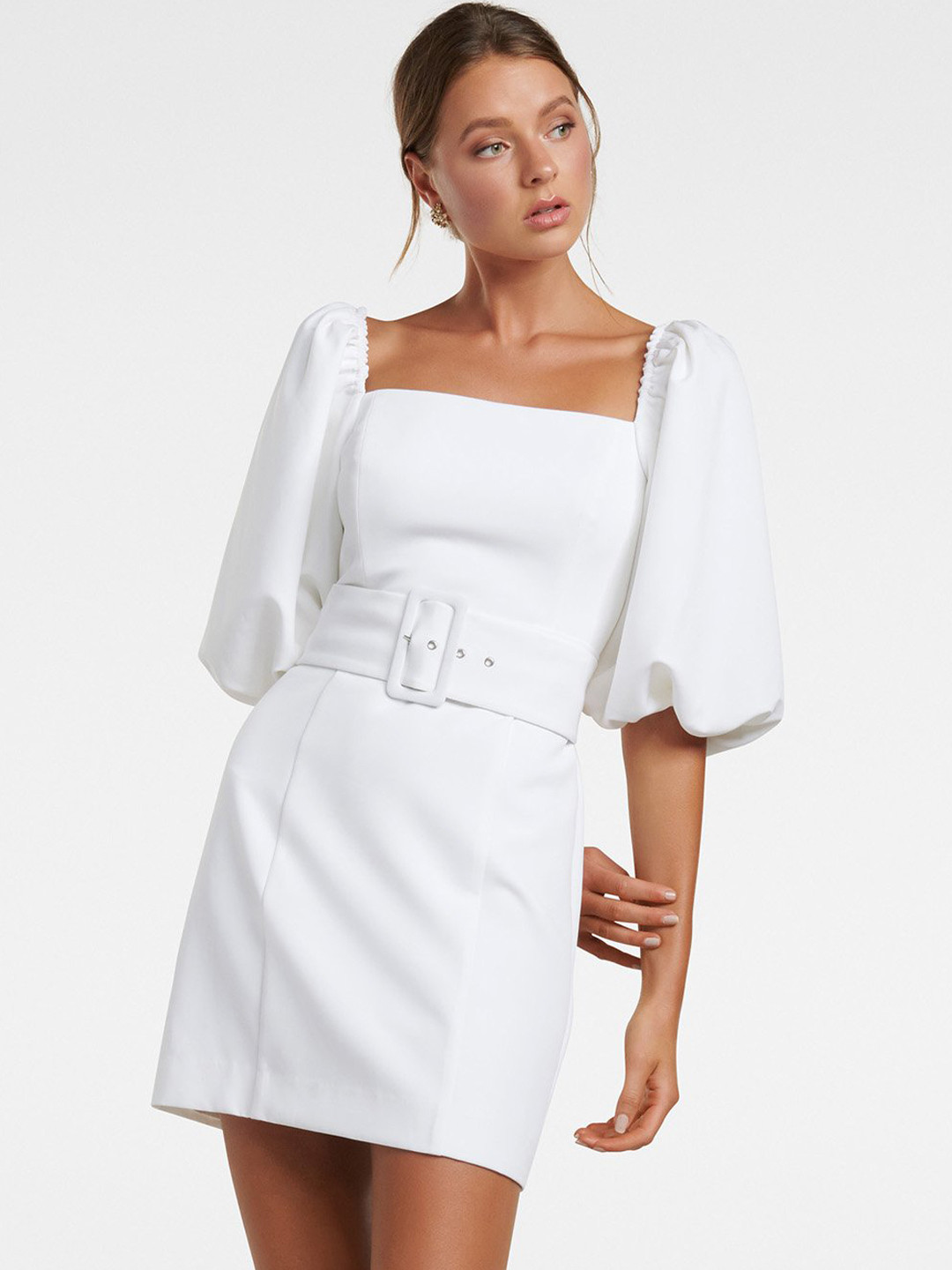 Buy Forever New Women White Solid Sheath Dress - Dresses for Women ...