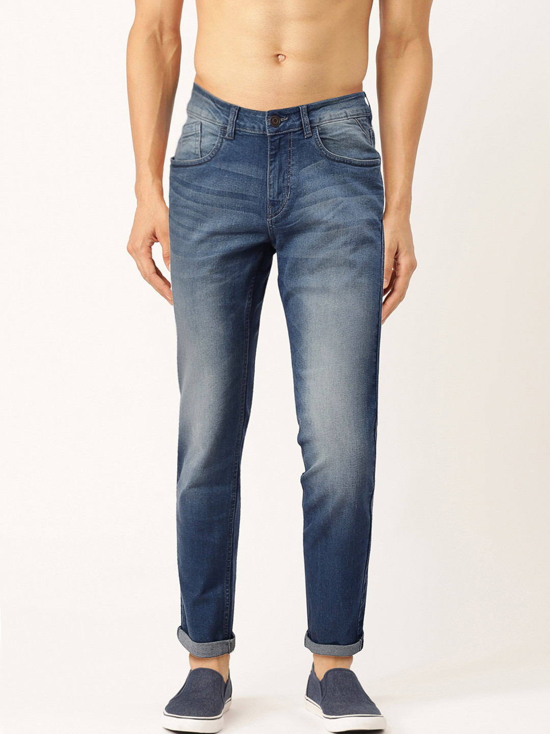 Buy Flying Machine Men Blue Slim Tapered Michael Fit Mid Rise Clean ...