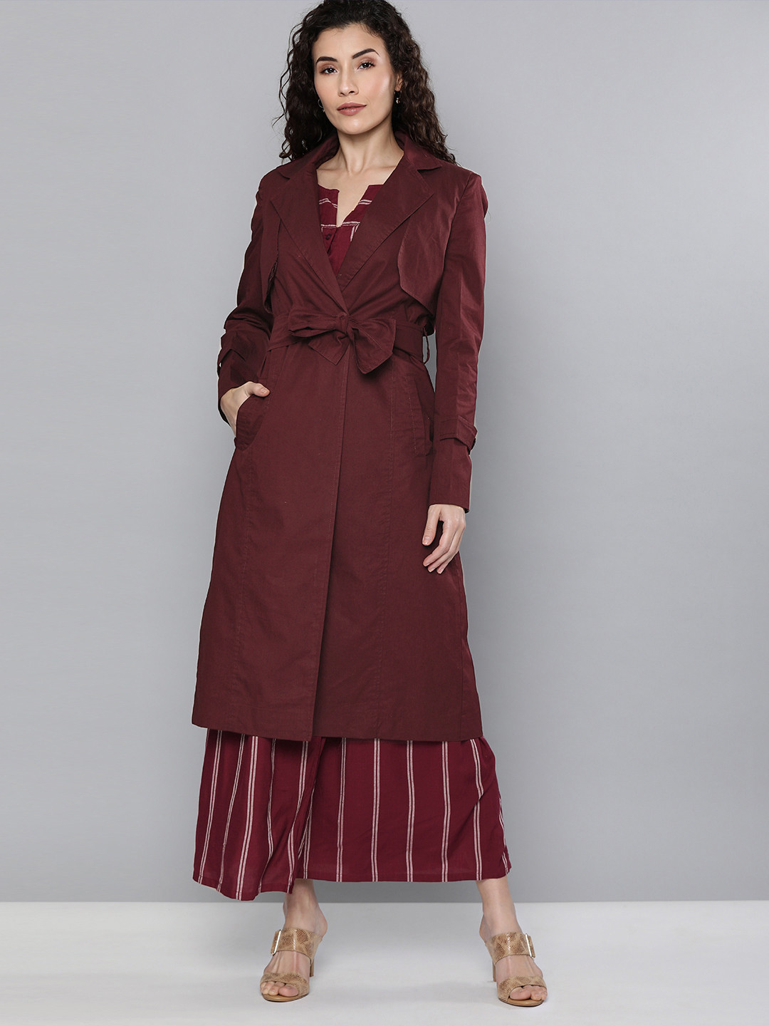 Buy Chemistry Women Maroon Solid Trench Coat - Coats for Women 11775144 ...