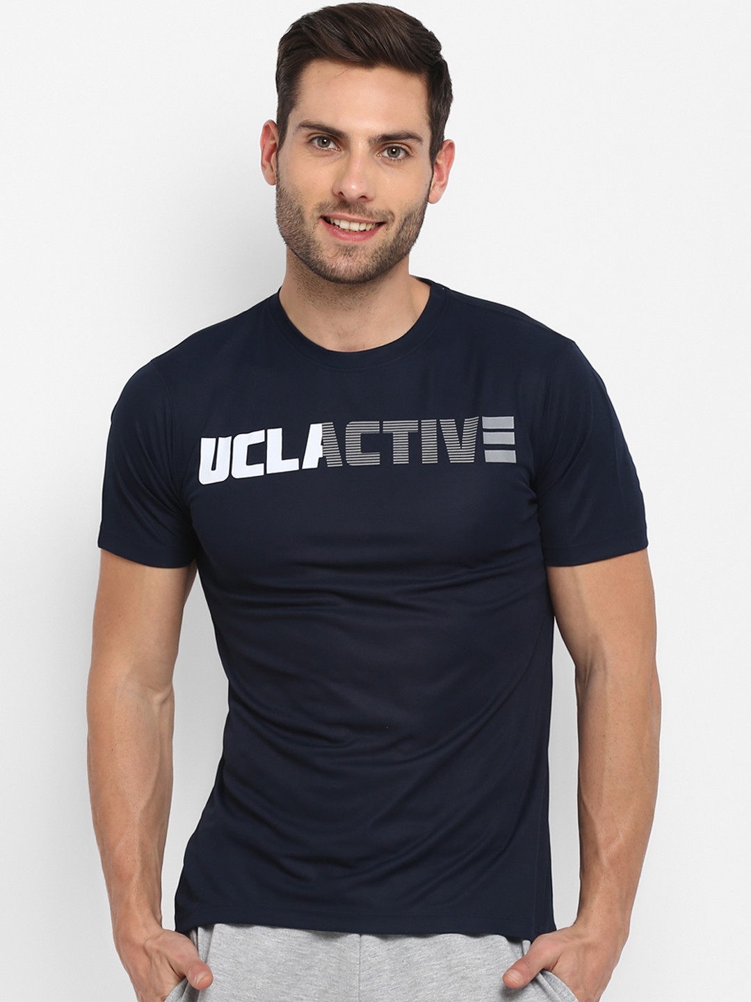 Buy UCLA Men Navy Blue Printed Round Neck T Shirt - Tshirts for Men ...