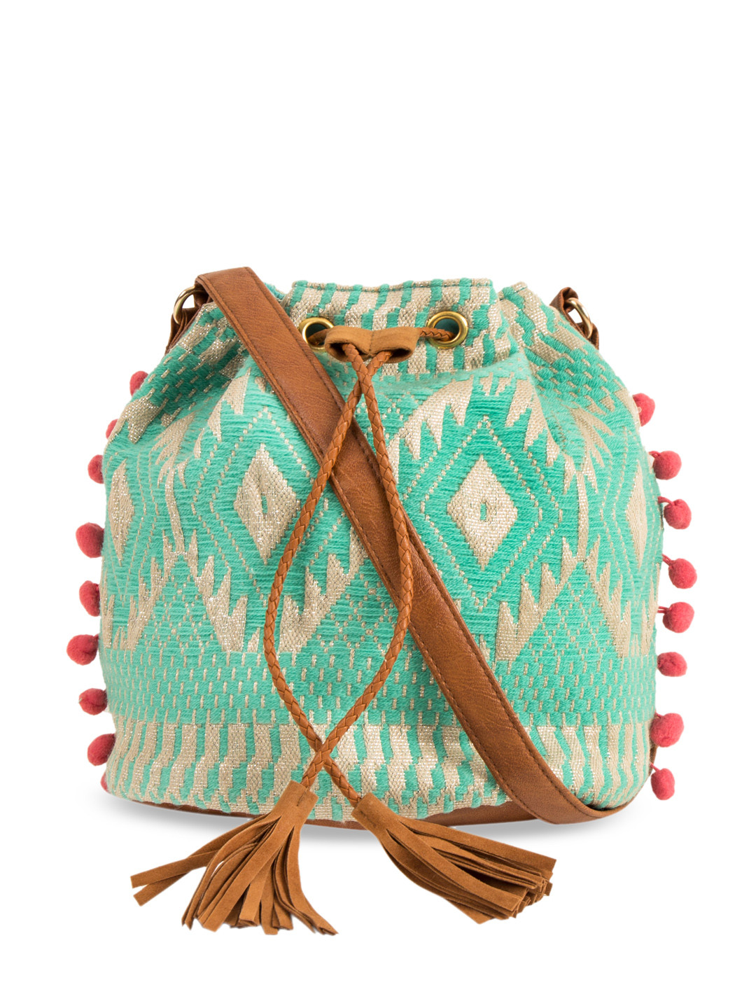 Buy TEAL BY CHUMBAK Women Turquoise Blue Embroidered Potli Clutch ...