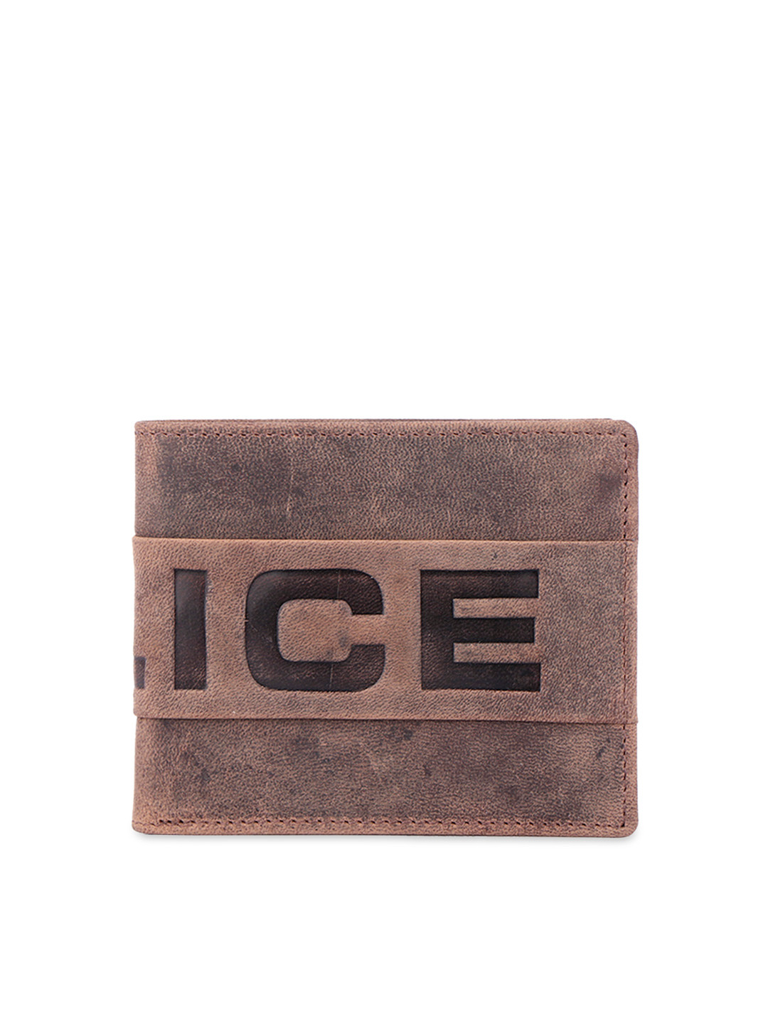 Buy Police Men Brown Textured Genuine Leather Two Fold Wallet - Wallets ...