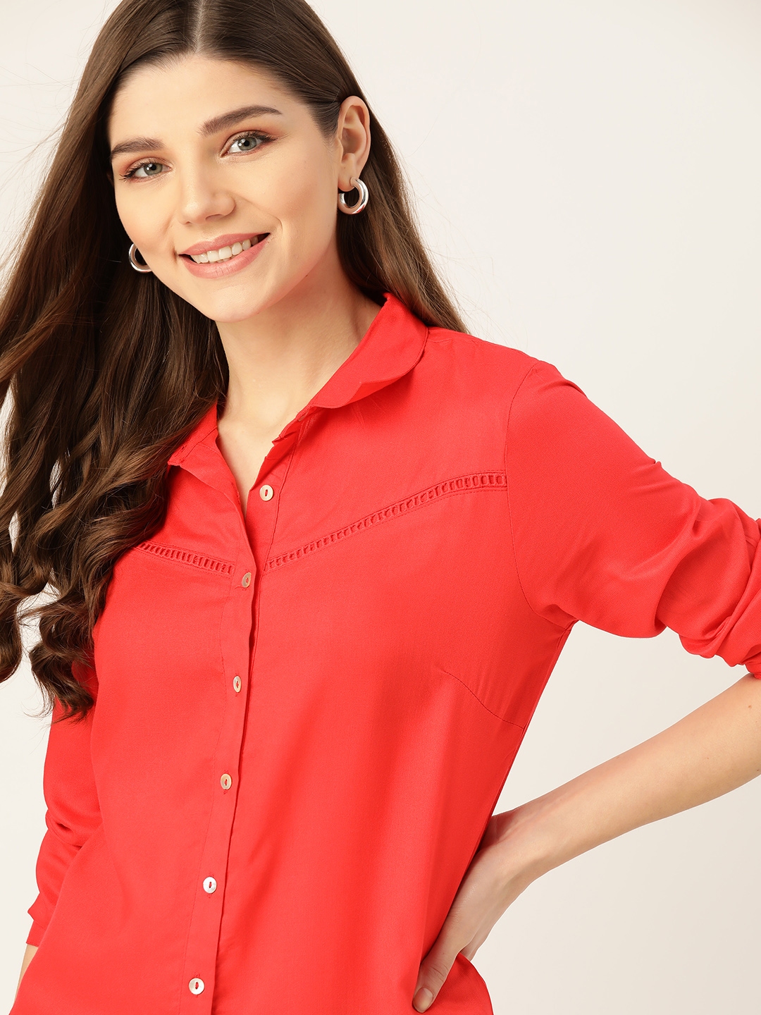 Buy Dressberry Women Coral Orange Sustainable Regular Fit Solid Casual