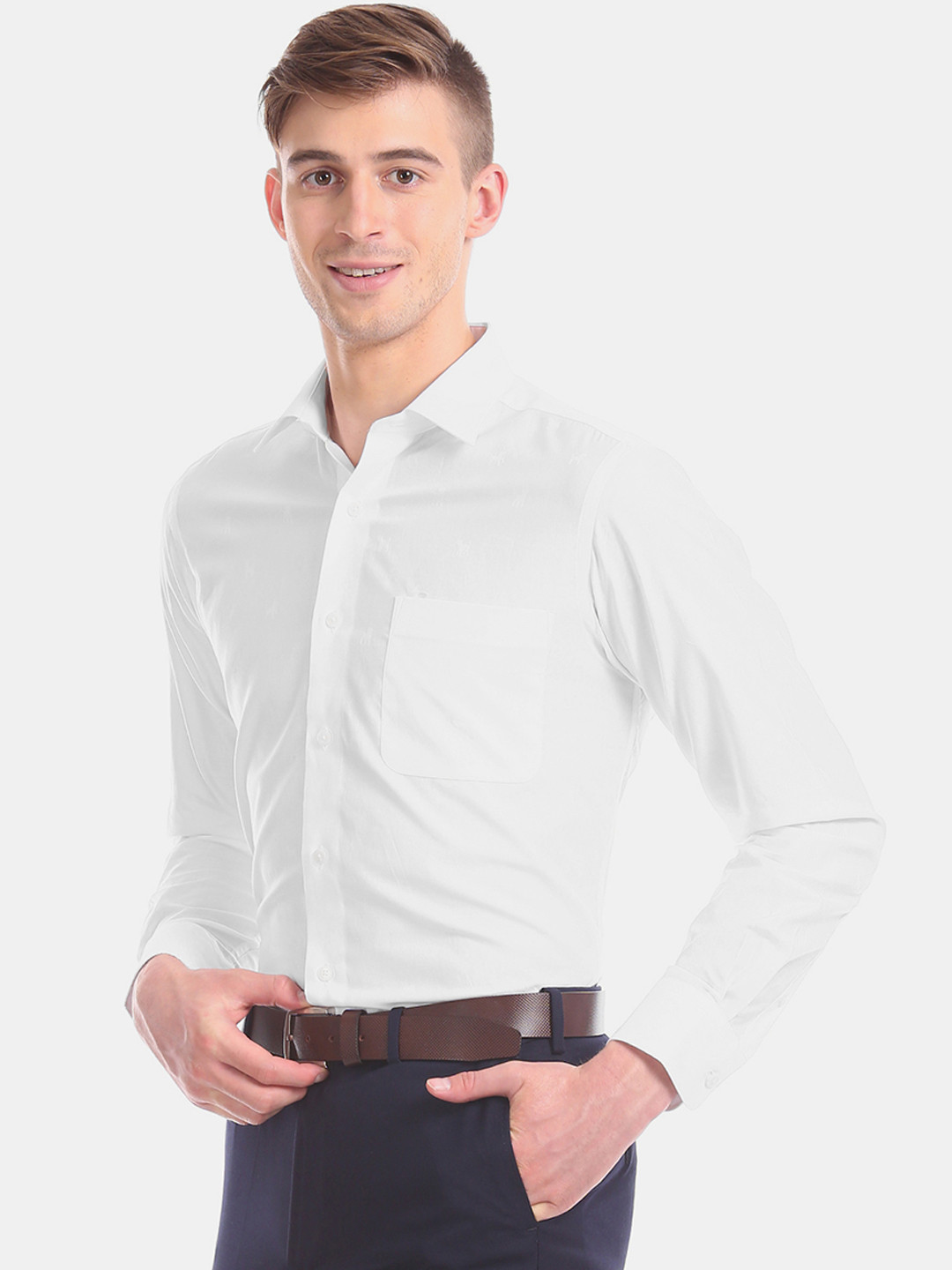 Buy Arrow Men White Regular Fit Solid Formal Shirt - Shirts for Men ...