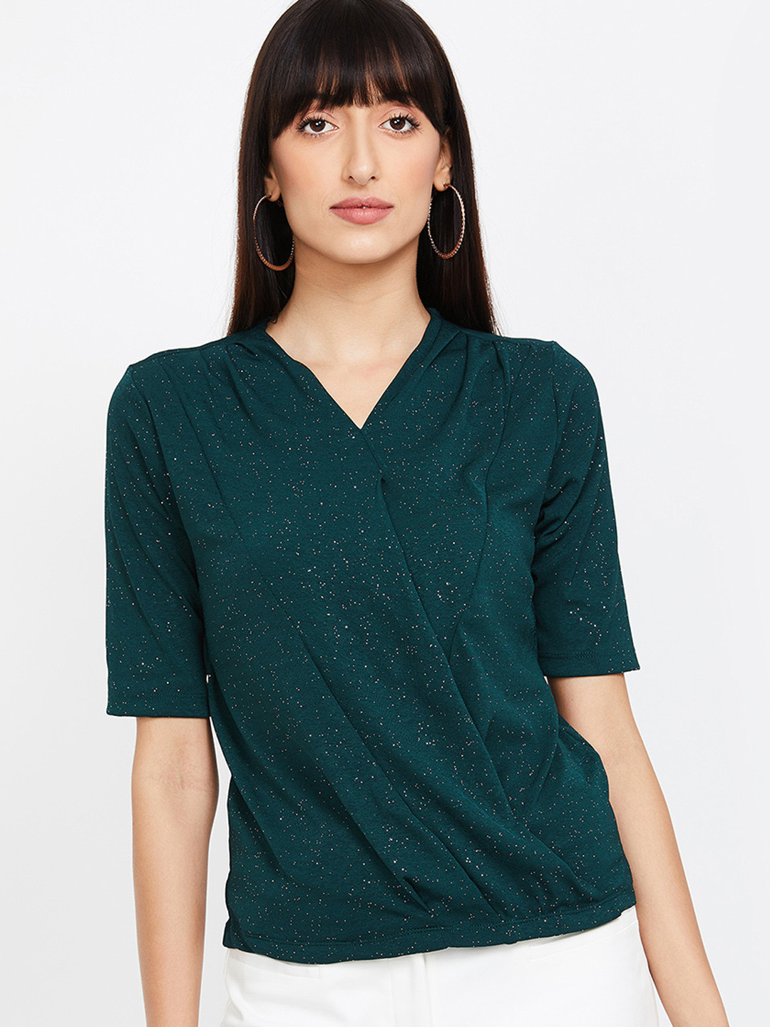 Buy CODE By Lifestyle Women Green Embellished Top - Tops for Women ...