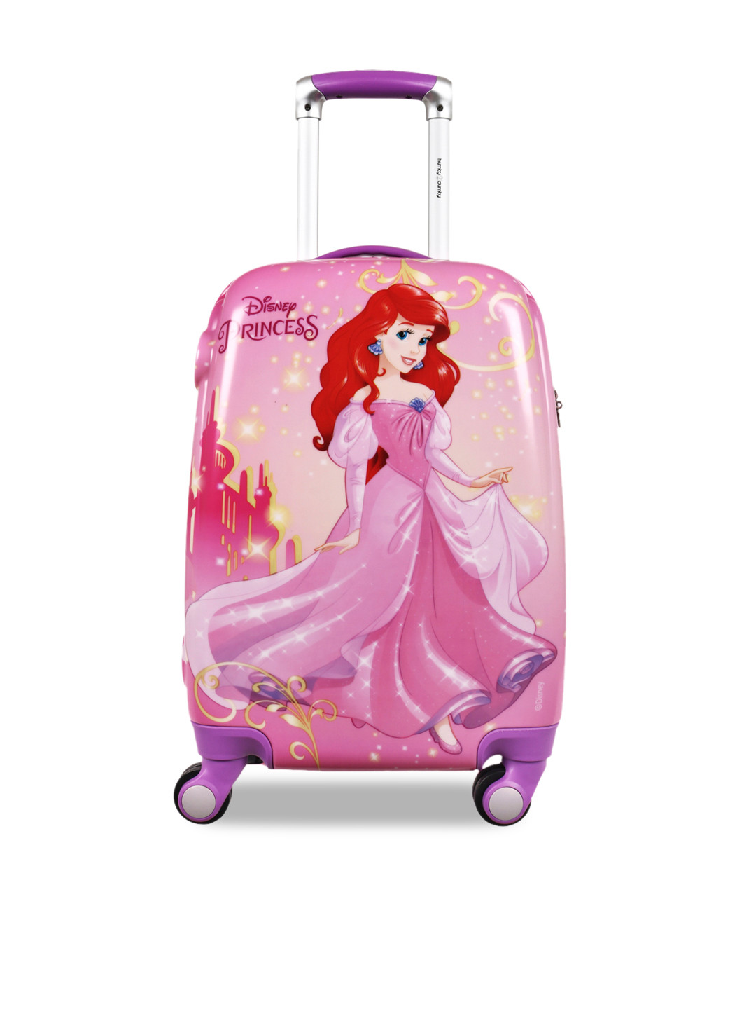 Buy HUMTY DUMTY Girls Pink Printed Ariel Hard Sided Cabin Trolley ...