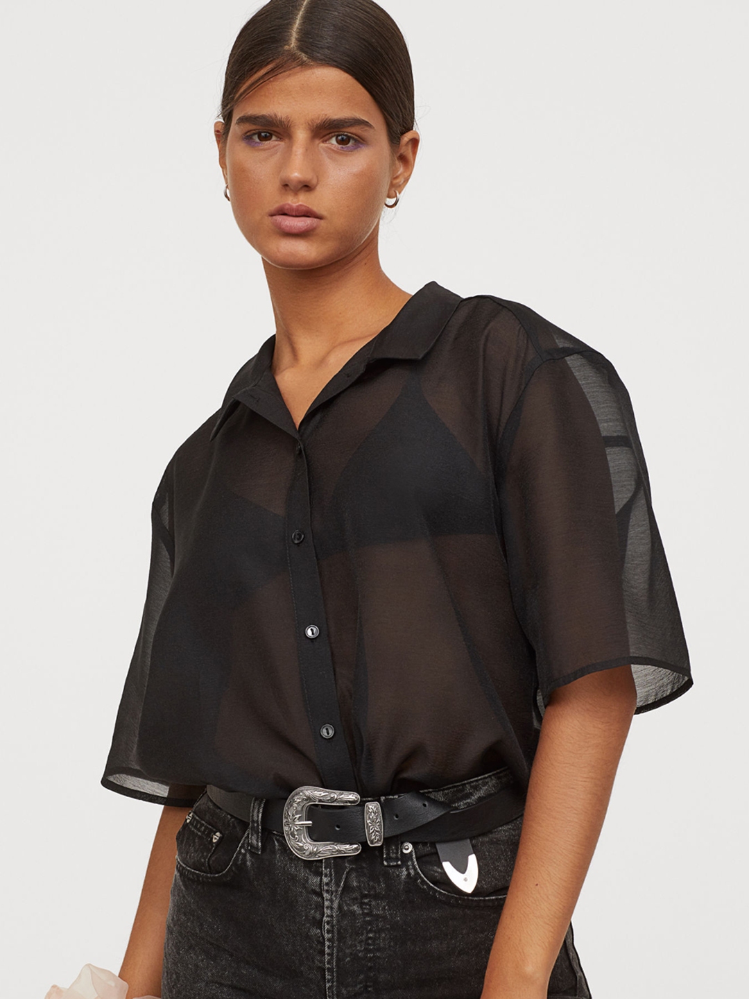 Buy Handm Women Black Solid Organza Shirt Shirts For Women 11798716 Myntra