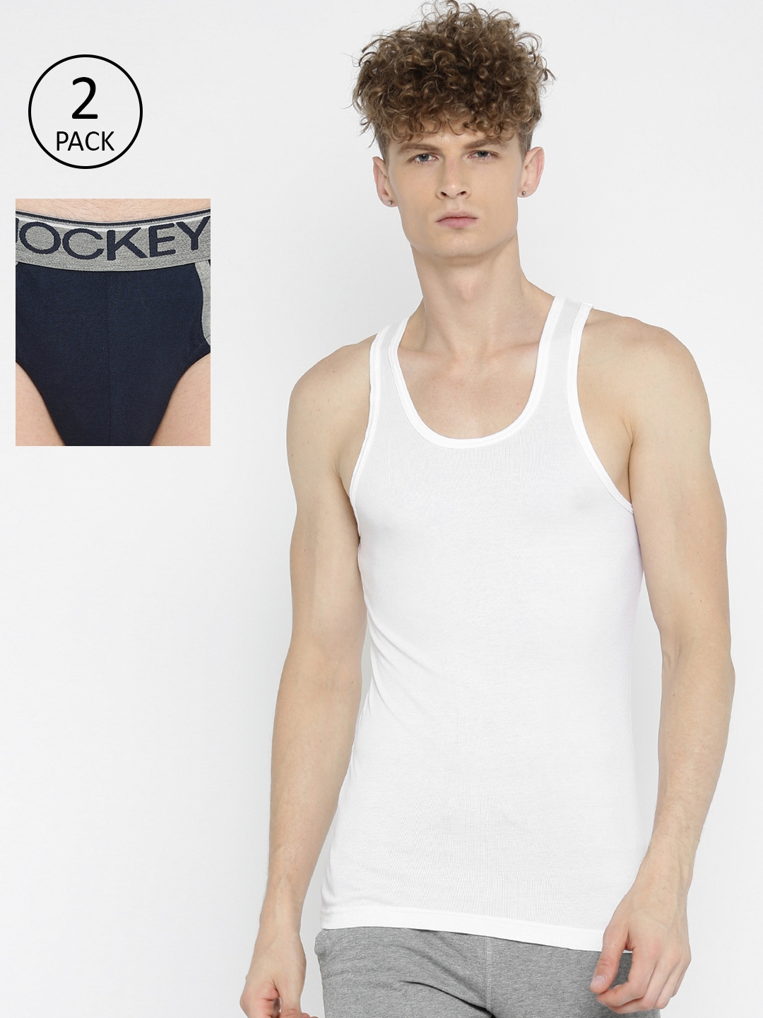 Buy Jockey Men White Solid Innerwear Vest With Briefs Innerwear Vests For Men 11799484 Myntra