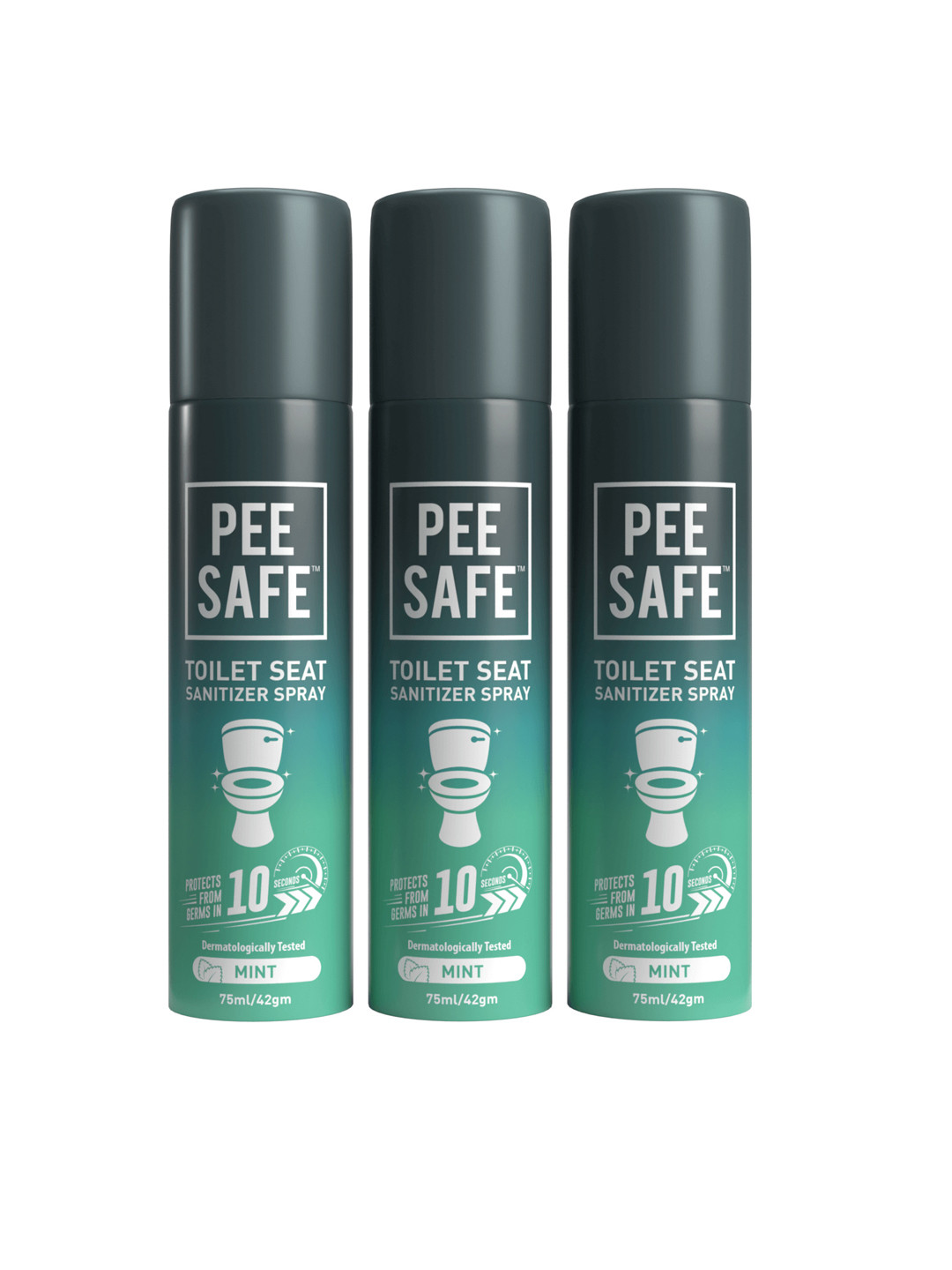 Buy Pee Safe Women Pack Of 3 Mint Toilet Seat Sanitizer Sprays ...