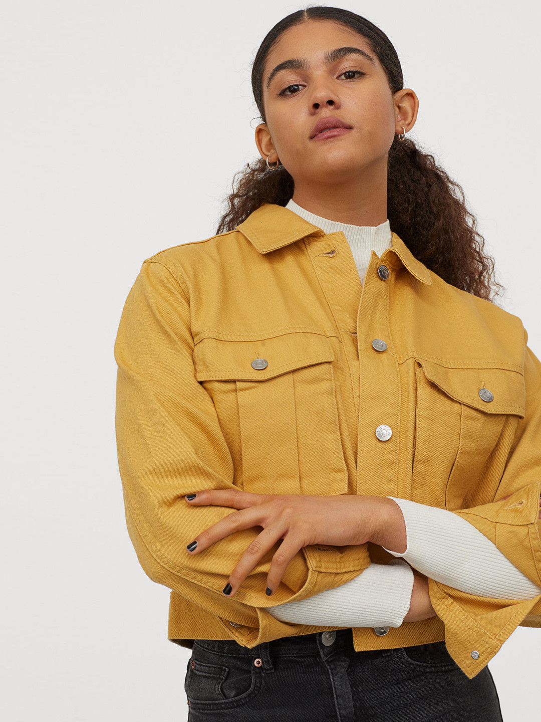 Buy H&M Women Yellow Short Twill Jacket - Jackets for Women 11803738 ...