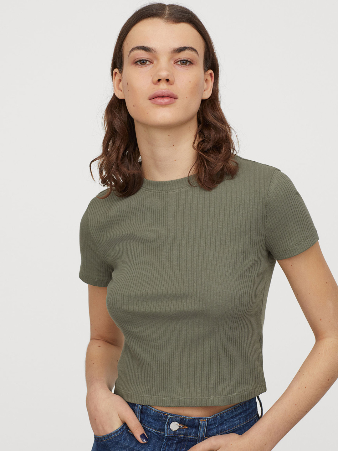Buy H&M Women Green Ribbed Top - Tops for Women 11803778 | Myntra