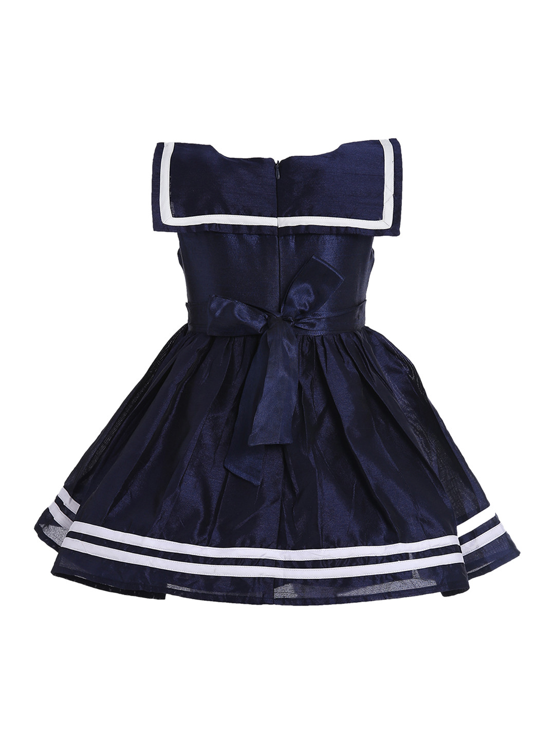 Buy A Little Fable Girls Navy Blue Striped Flap Neck Sailor Fit And ...