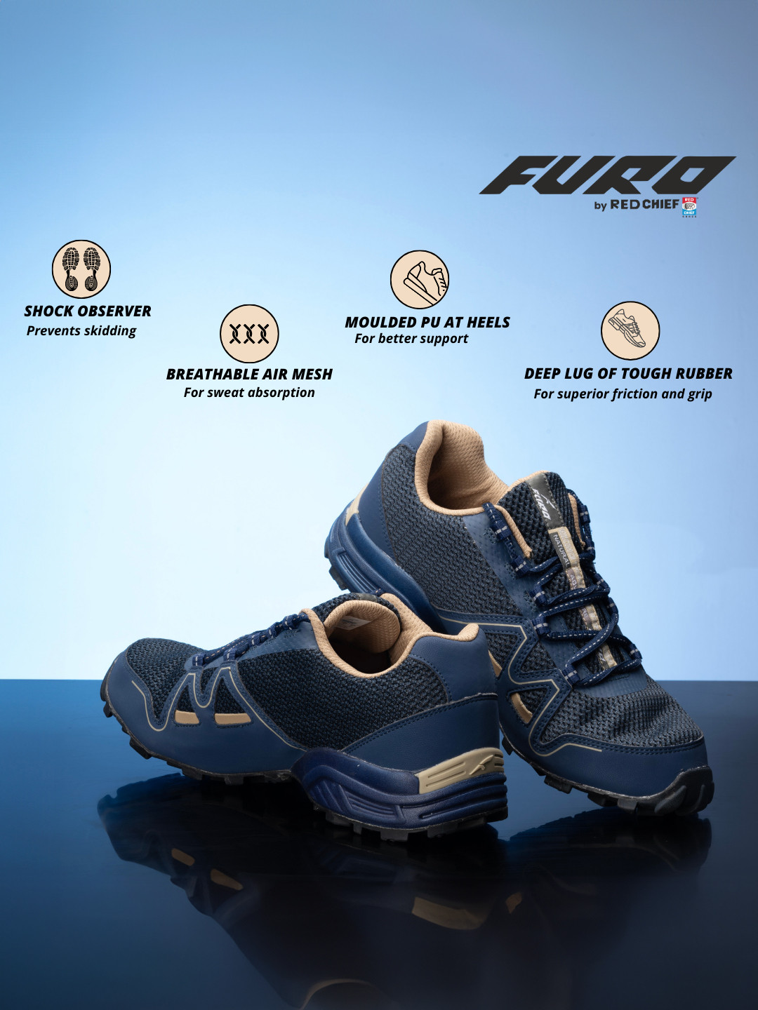 Buy FURO By Red Chief Men Blue Mesh Trekking Shoes - Sports Shoes for ...