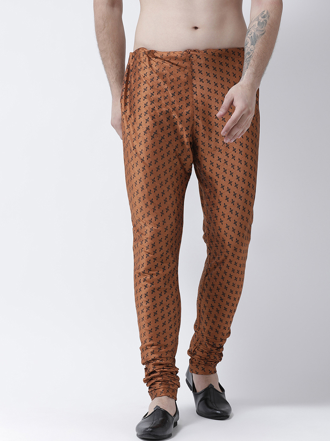 Buy DEYANN Men Copper Toned Printed Churidar - Churidar for Men ...