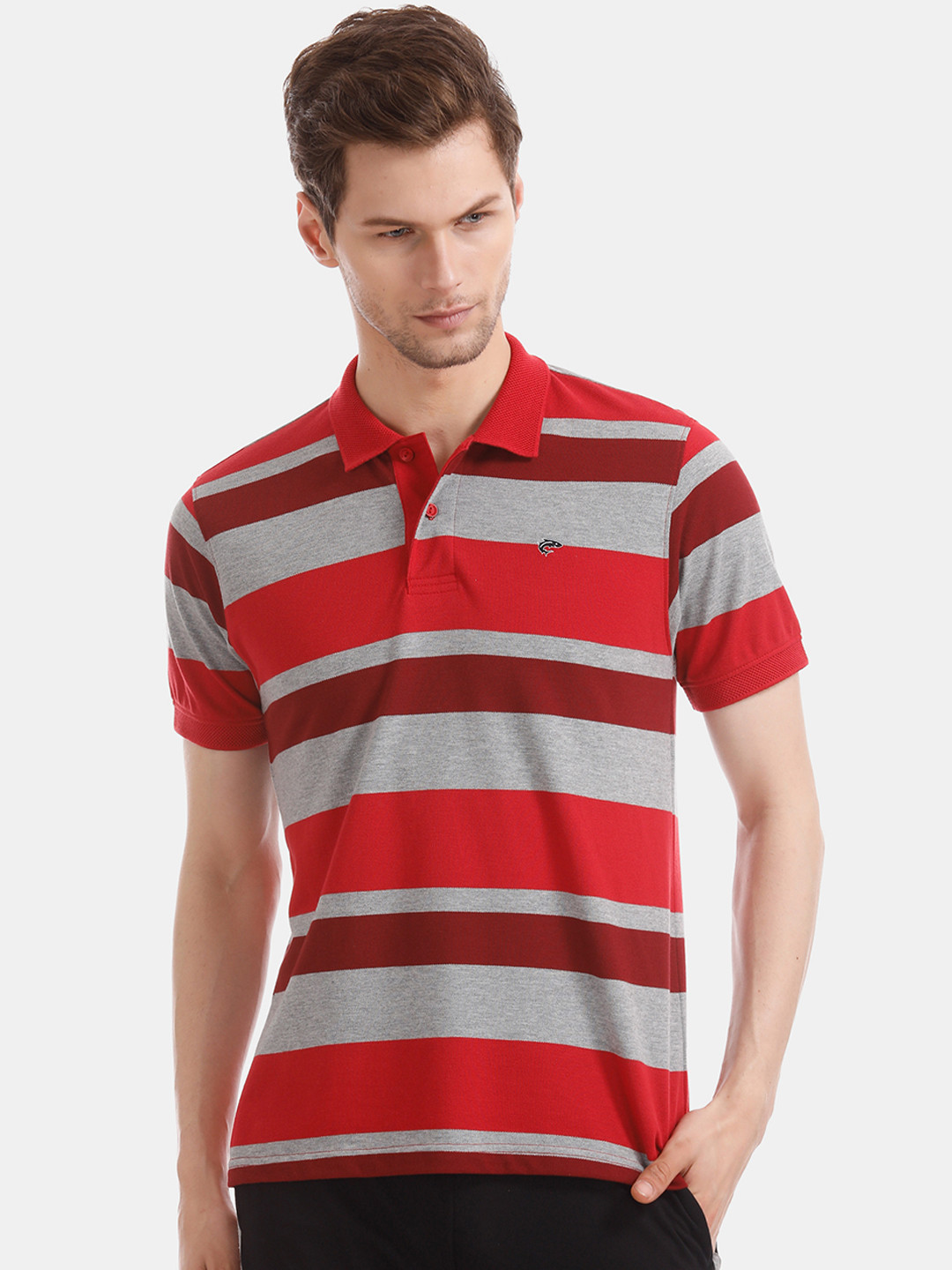 Buy Ruggers Men Red Striped Polo Collar T Shirt - Tshirts for Men ...