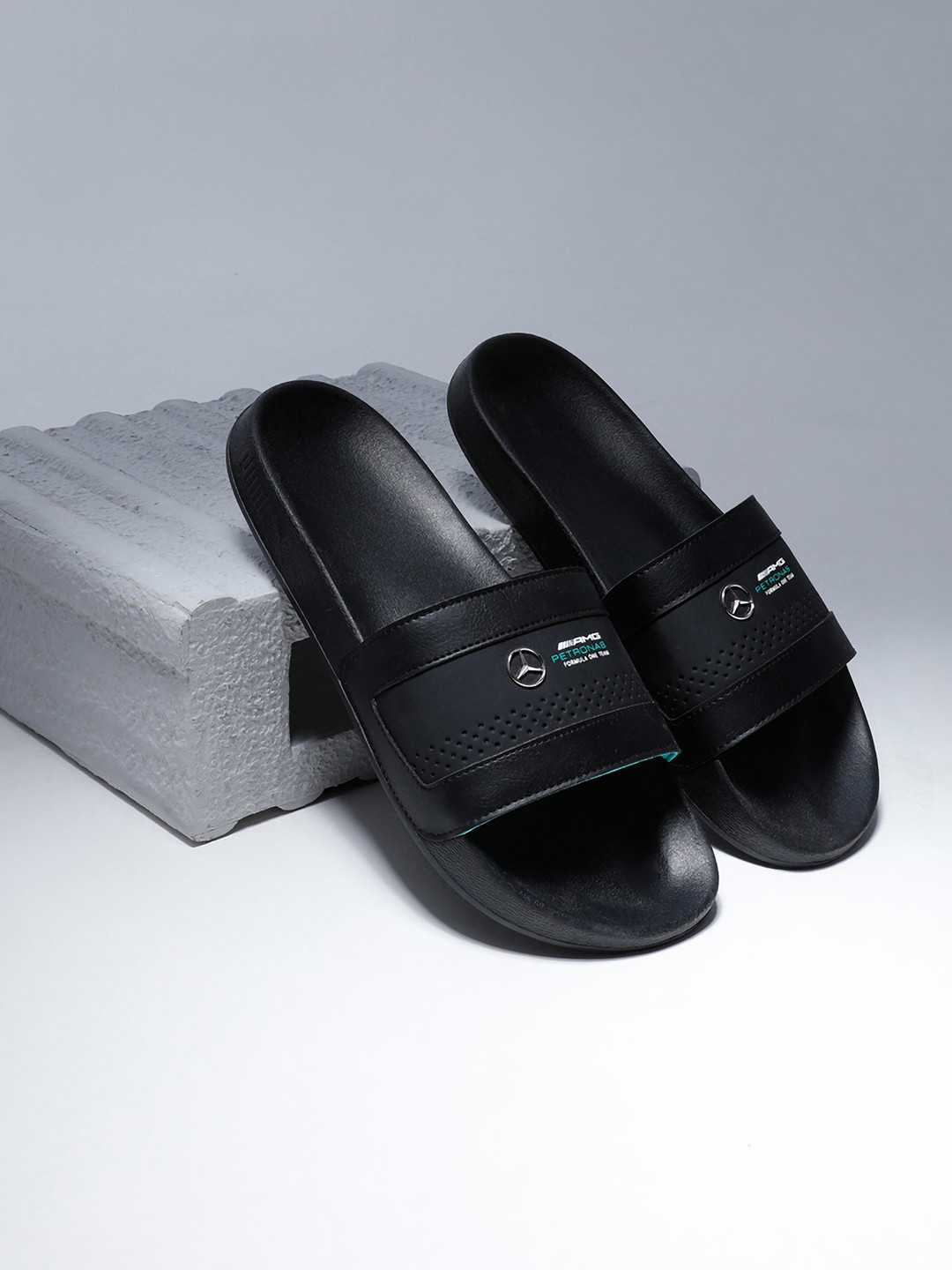 Buy PUMA Motorsport Unisex Black MERCEDES Leadcat Printed Sliders ...