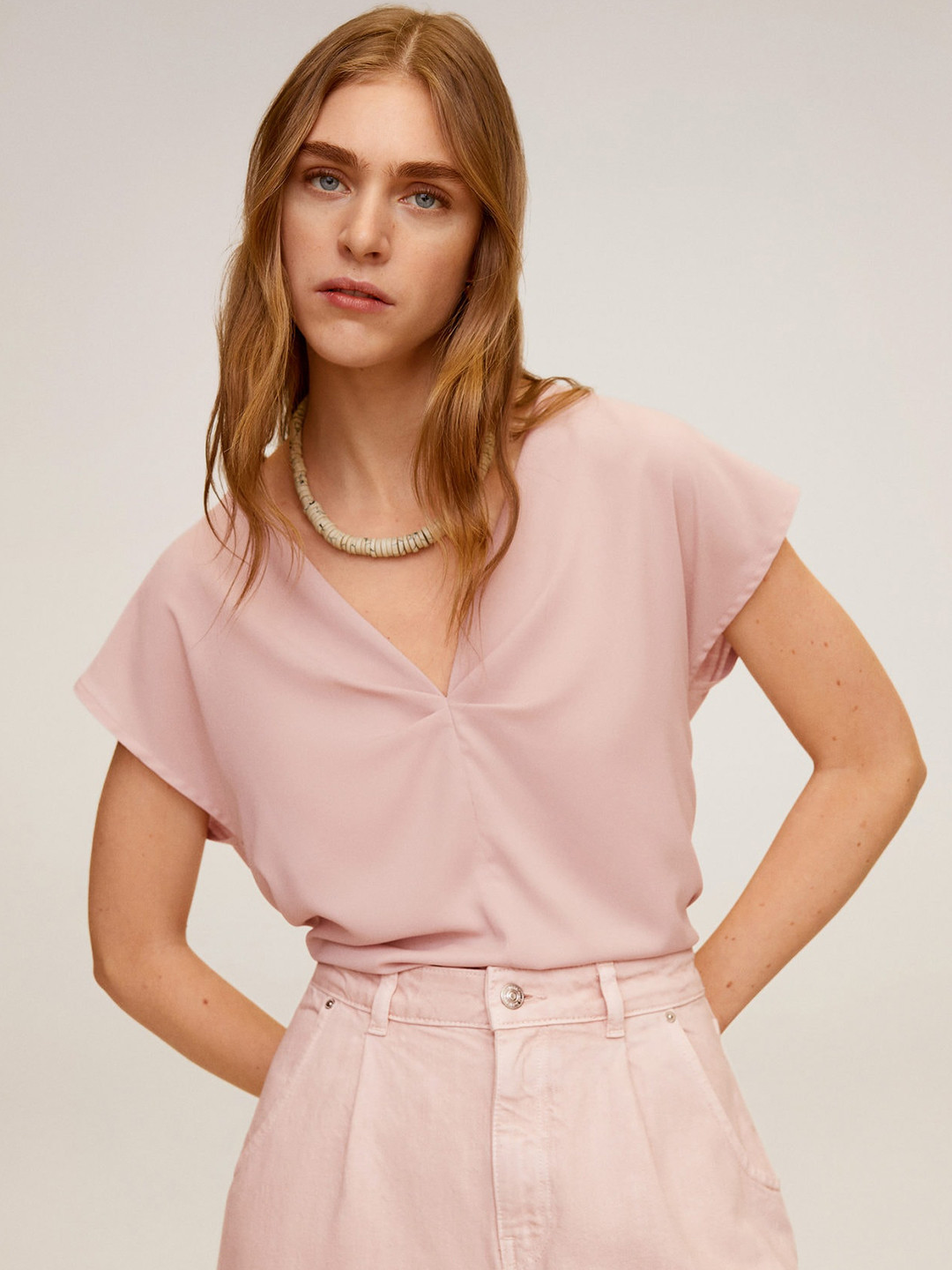 Buy MANGO Women Dusty Pink Solid Top - Tops for Women 11843306 | Myntra