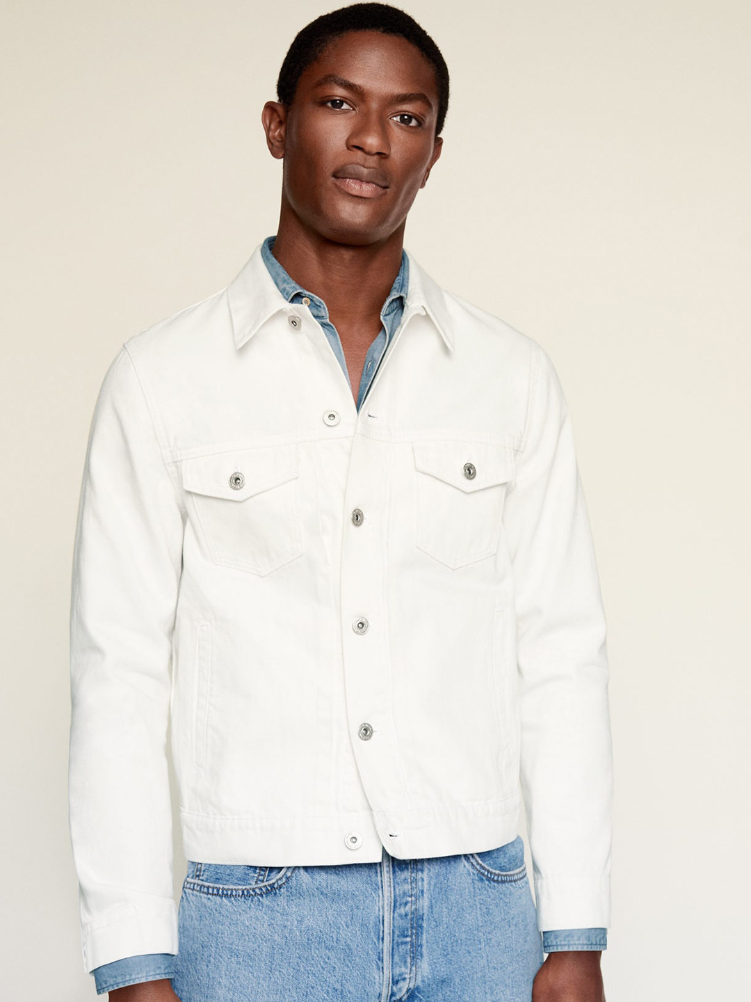 Buy MANGO MAN White Solid Denim Jacket - Jackets for Men 11844342 | Myntra