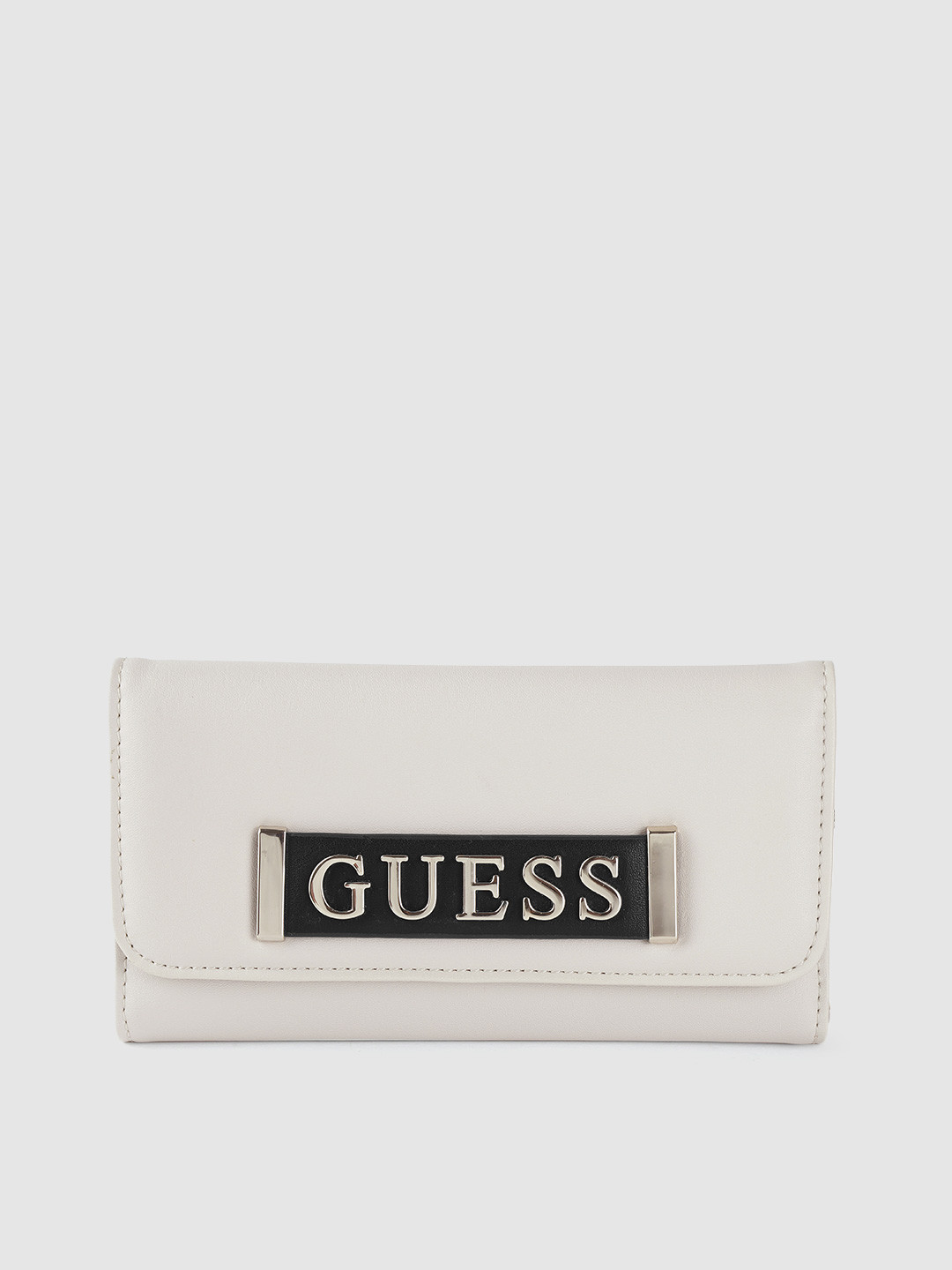 Buy GUESS Women Off White Solid Three Fold Wallet - Wallets for Women ...