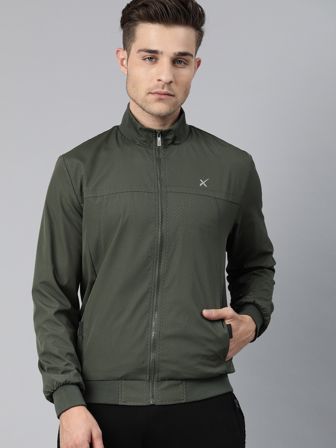 Buy HRX By Hrithik Roshan Men Olive Green Solid Sporty Jacket - Jackets ...